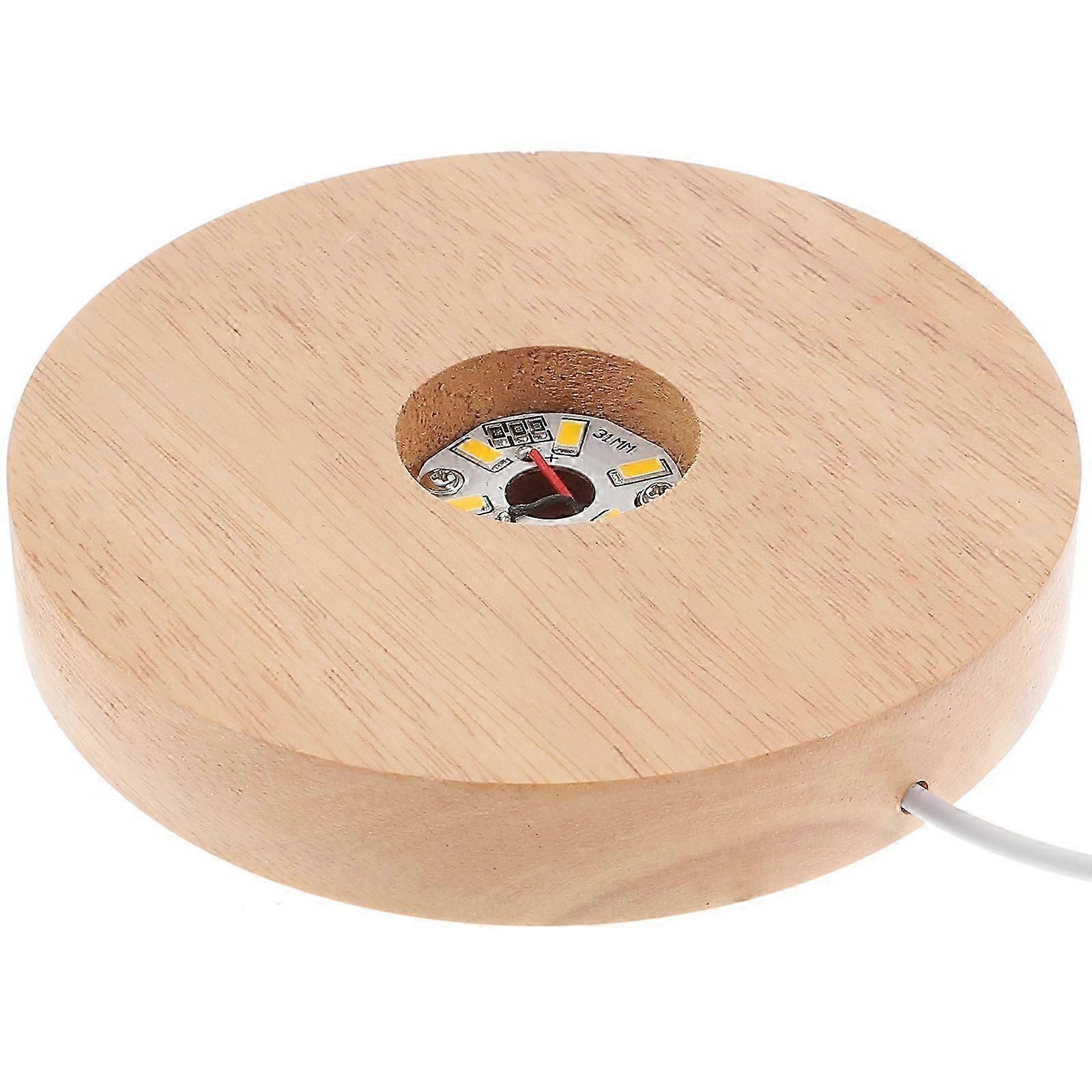 Wood Display Pedestal LED Light Base Table Crystal Ball Lamp Base USB ...