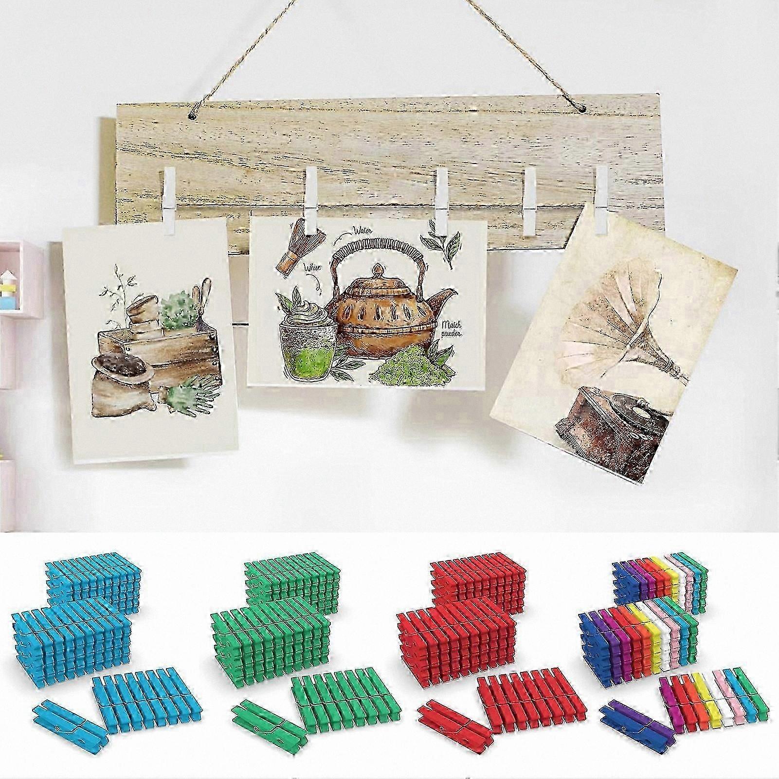 50 Vibrant Wooden Clips for Crafts, Art Projects, and Photo Displays ...