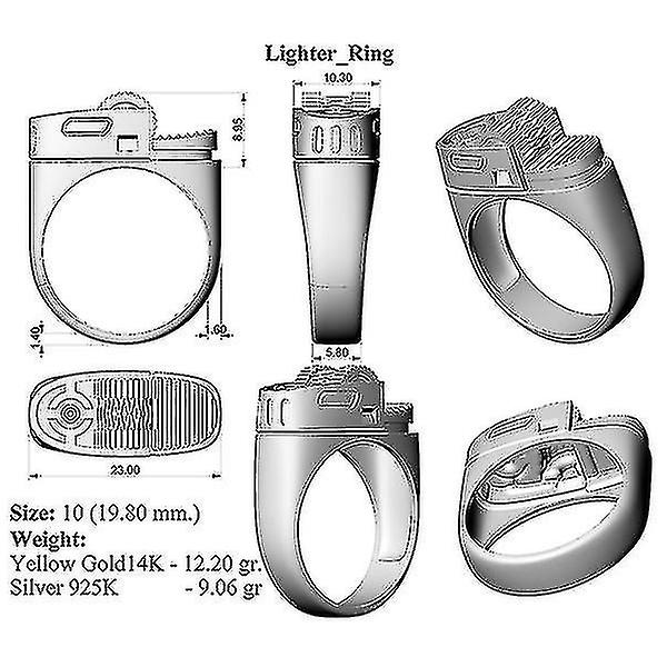 Men's 925 Sterling Silver Lighter Ring Luxury Jewelry | Fruugo CZ