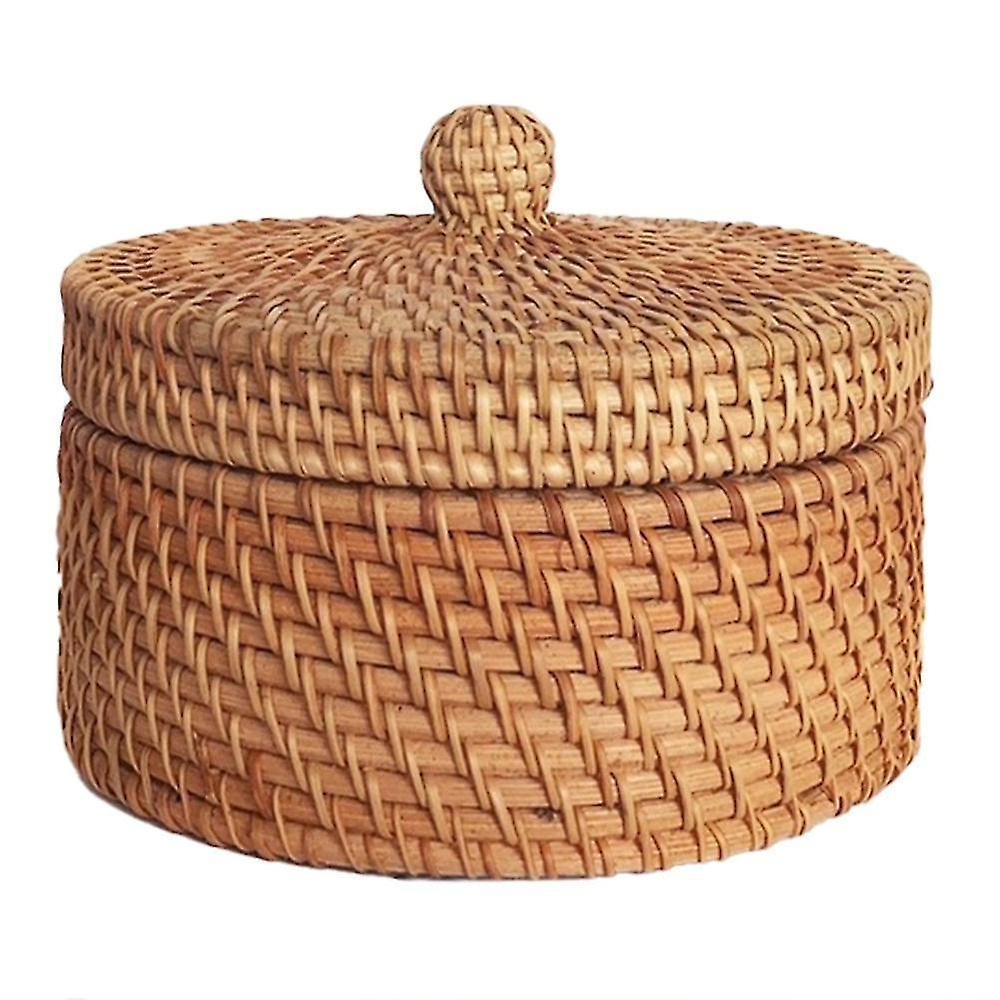 Handwoven Rattan Storage Box With Lid Wicker Tea Food Container Picnic ...