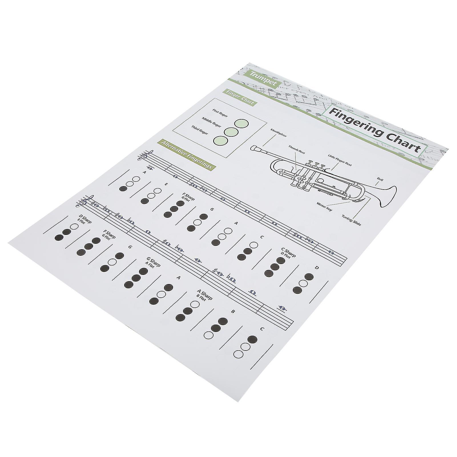 Trumpet Chord Chart Fingering Note Music Instrument Reference Guide for ...