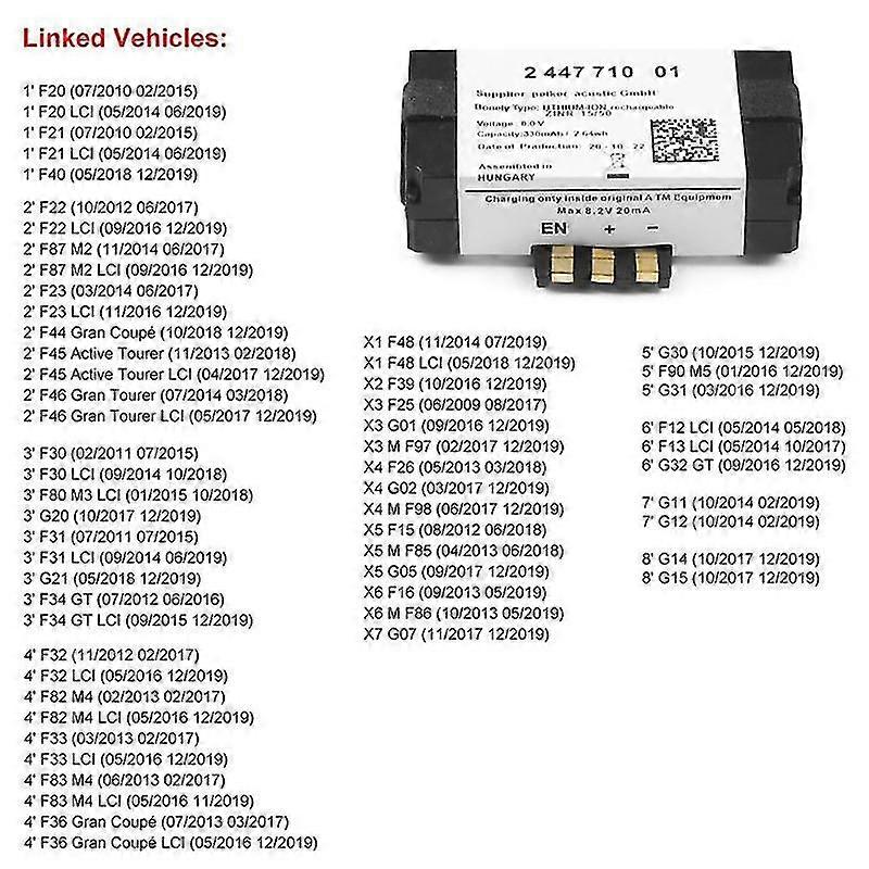 F20 F22 F40 G30 F90-YuJia için SOS Acil Batarya 84102447710 84109361678 ...