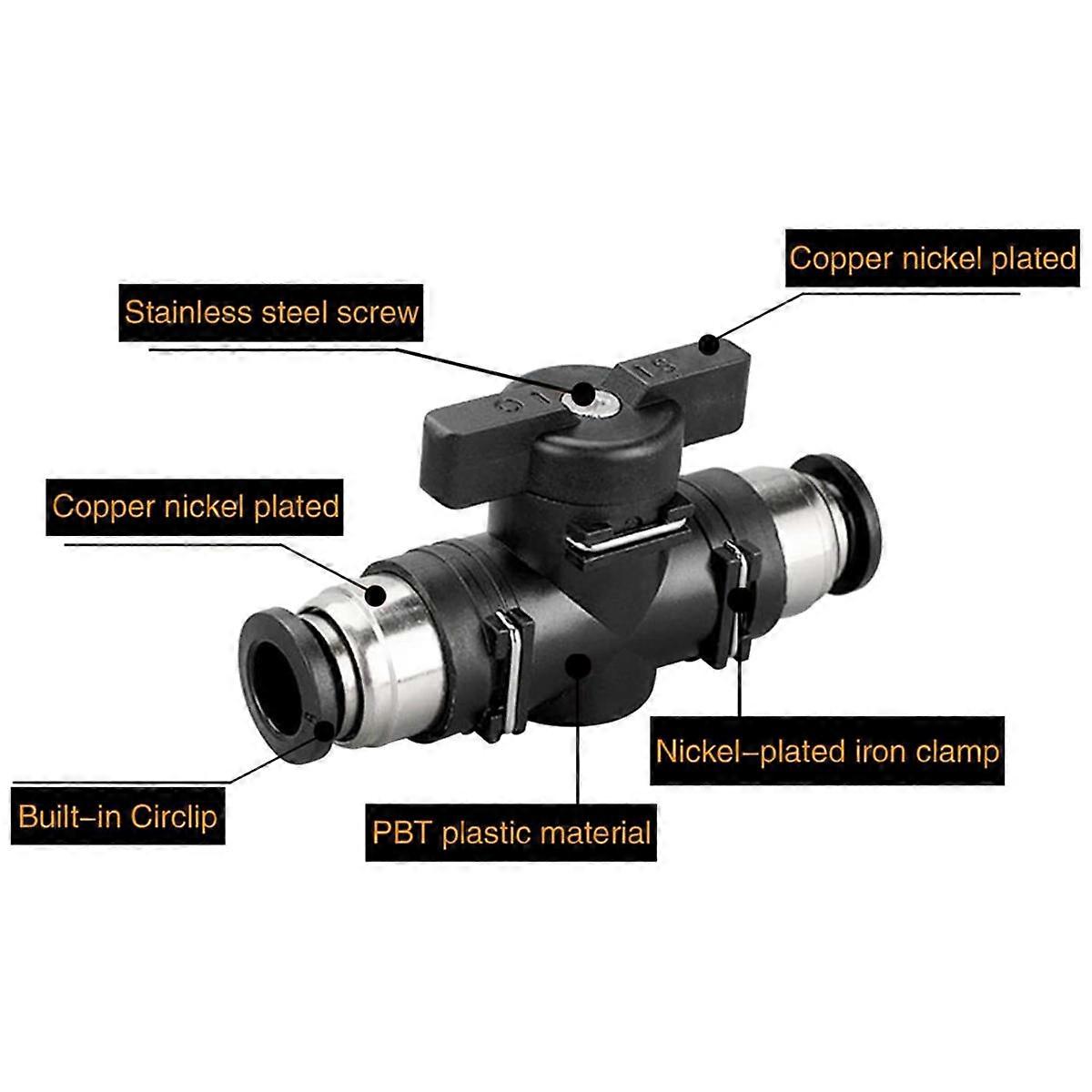 8mm Push Connect Valve Ball Valve 8mm Air Flow Control Valve Quick ...