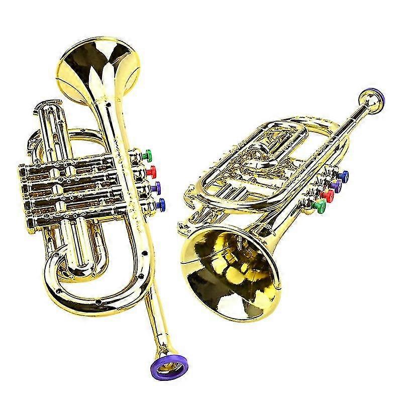 Trumpet Kids Educational Toy Wind Instruments Abs Gold Trumpet With 4 ...