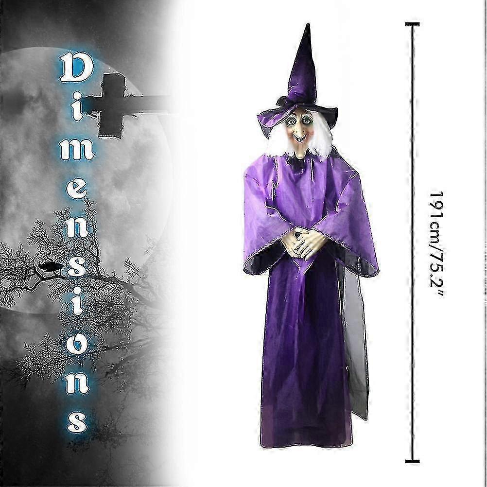 Halloween Standing Scary Witch With Led Eyes Sounds Haunted House Props ...