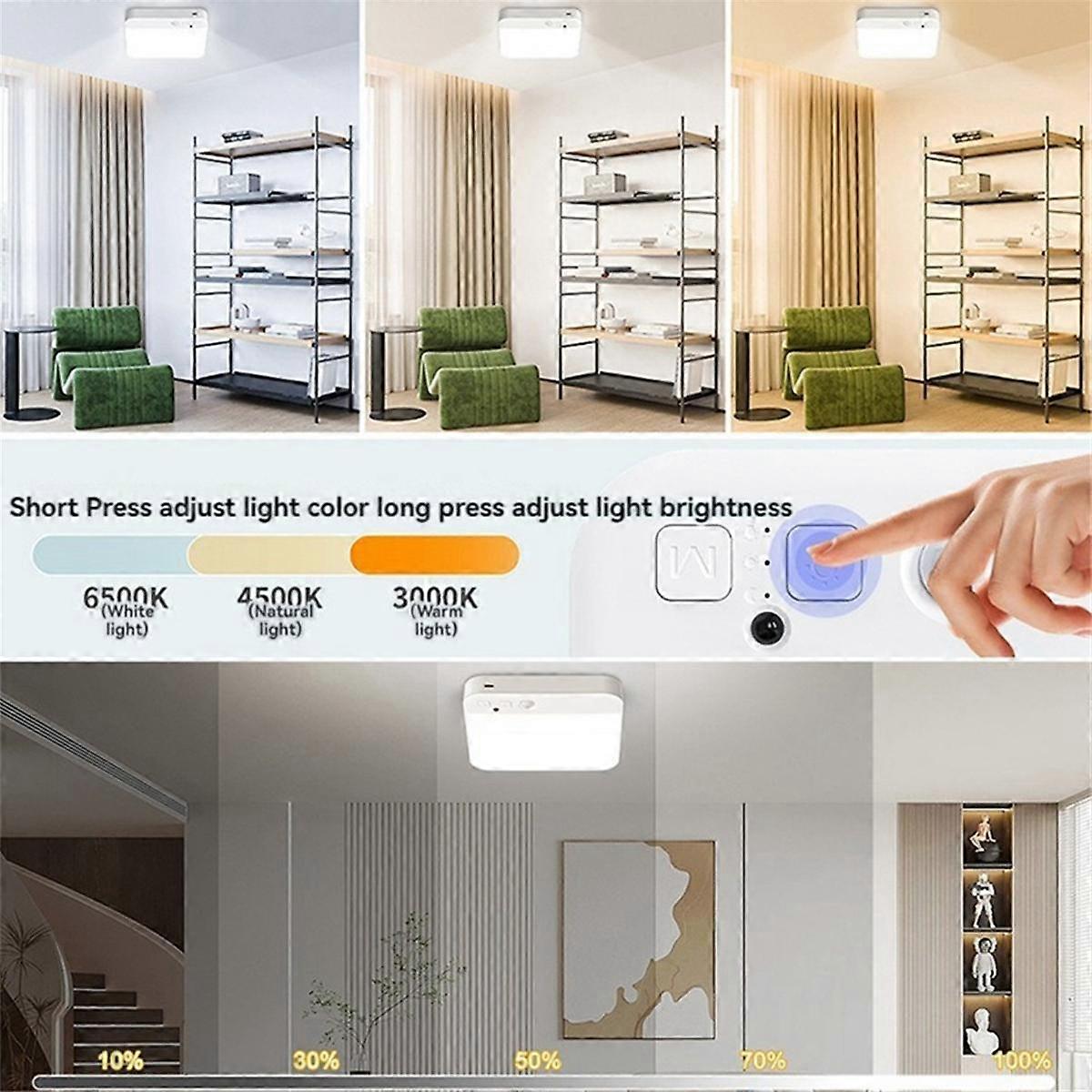 Rechargeable Motion Sensor Ceiling Light with Remote - Wireless Ceiling ...