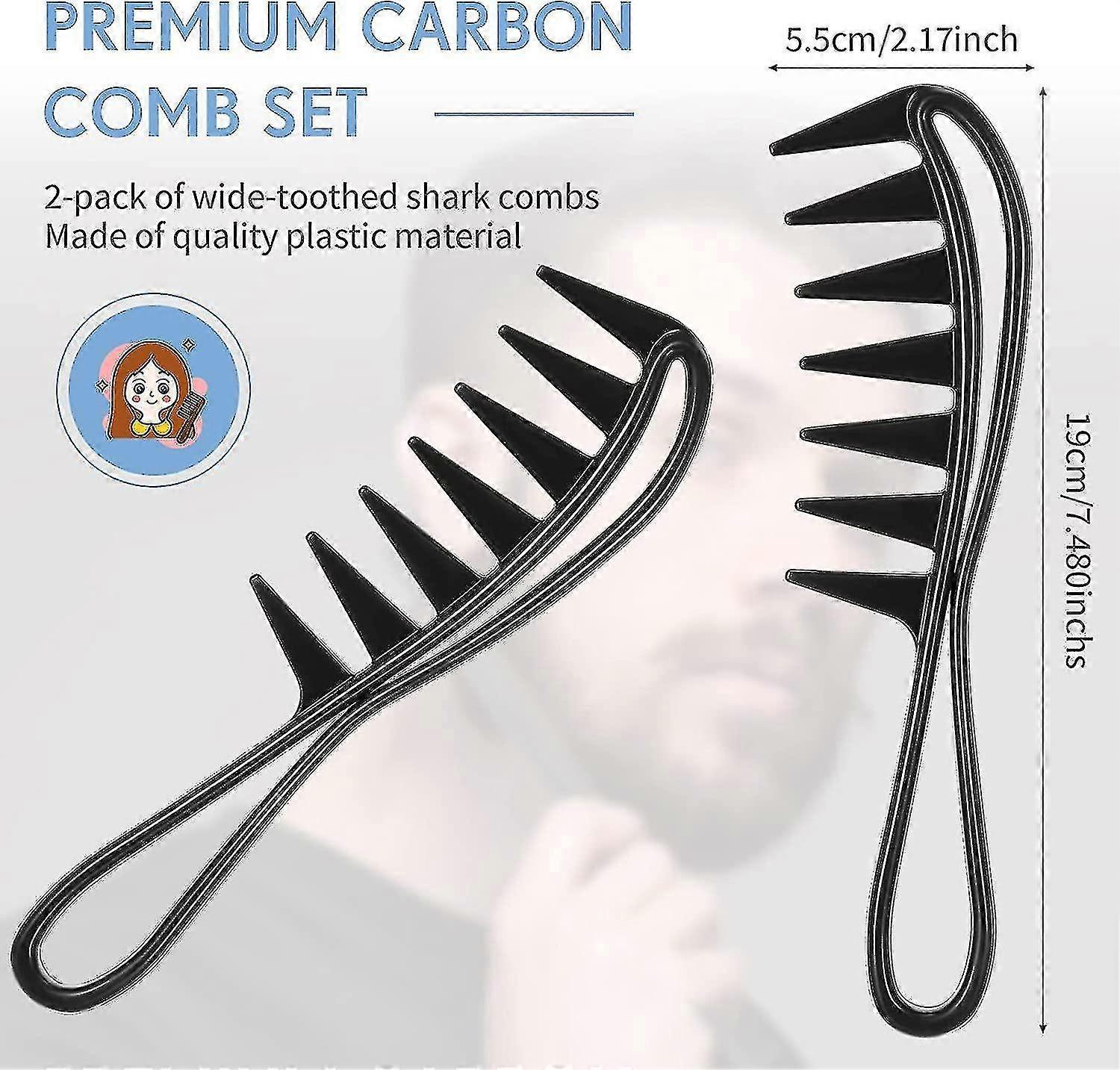 2pcs Curved Combs, Wide Tooth Comb, Curly Hair Comb, Anti-static ...