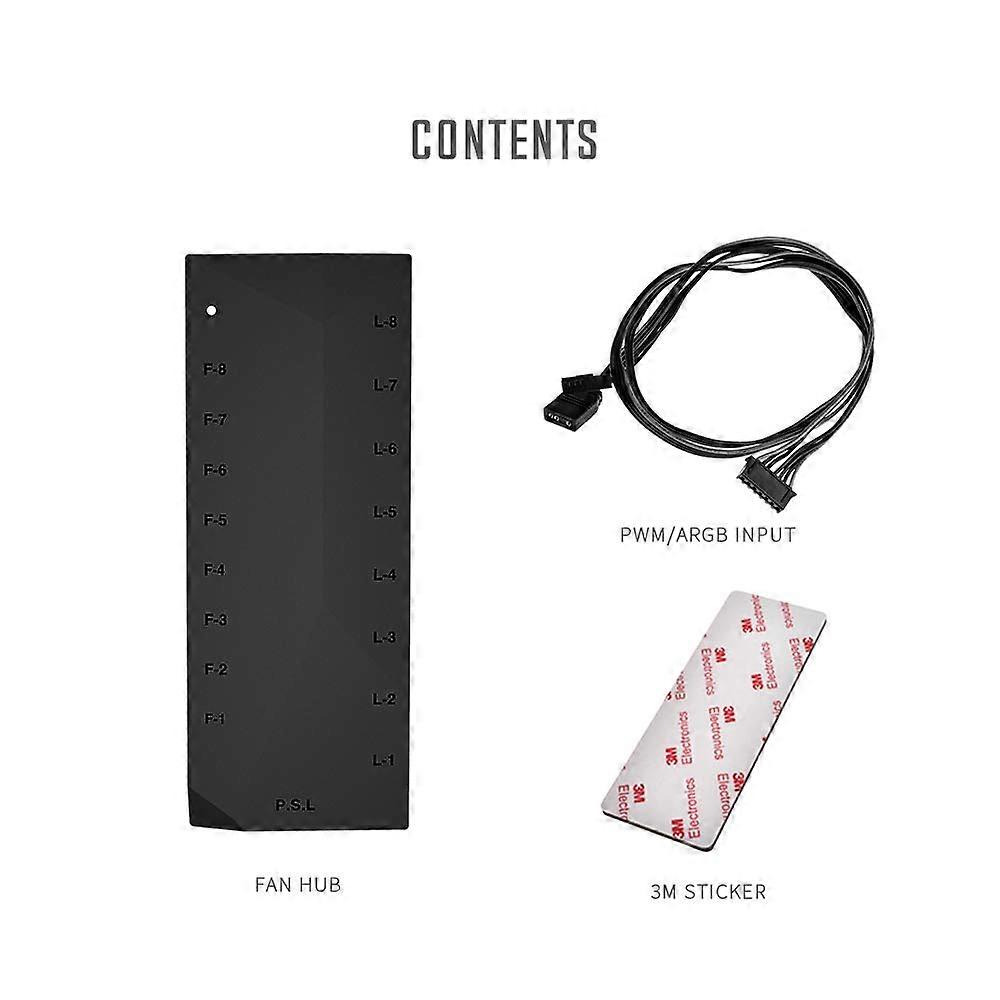 HA-02 Fan Hub for Computer Internal Fans, 8 PWM Ports+8 ARGB Ports ...