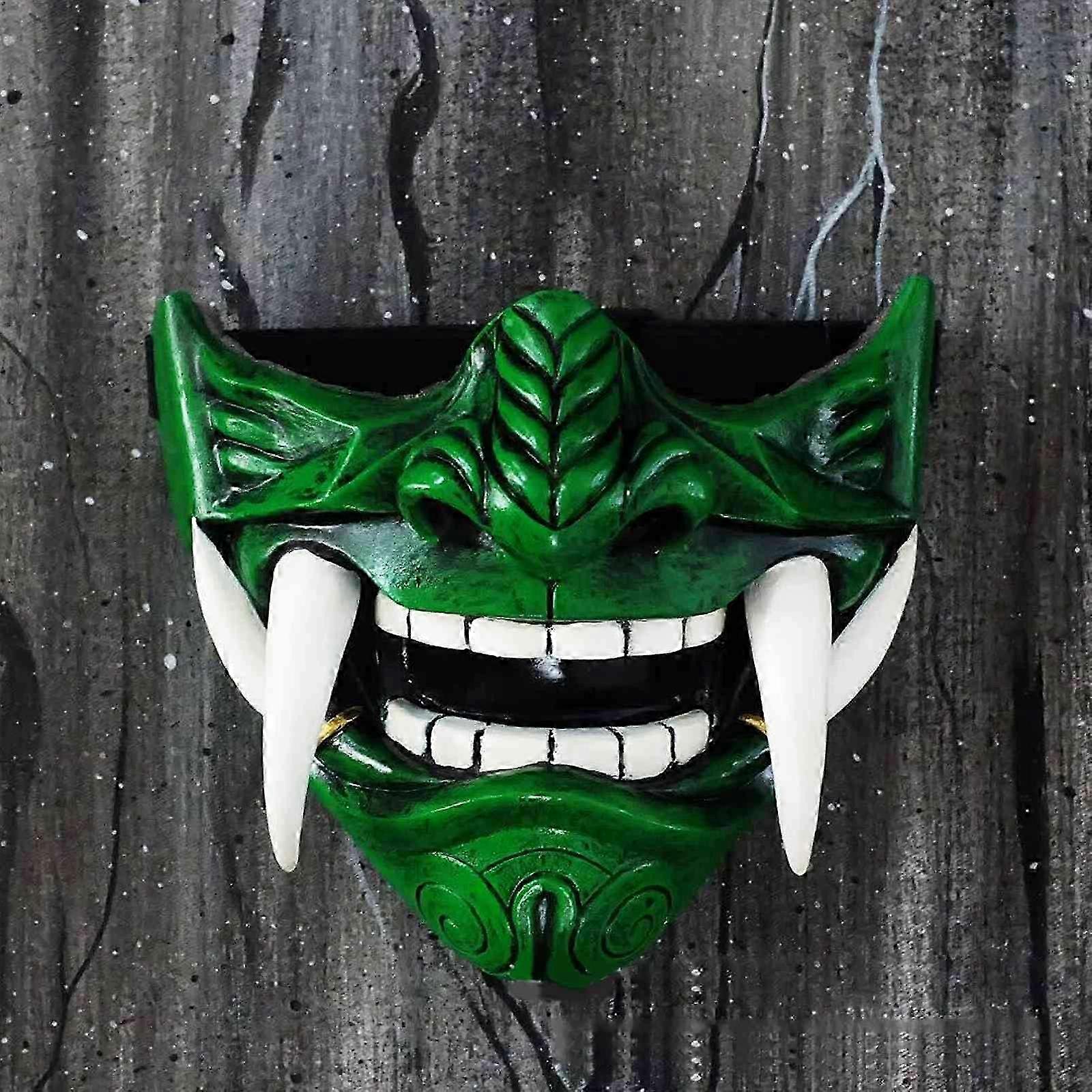 Latex Japanese Hannya Demon Mask Prajna Oni Samurai Noh Kabuki Half ...