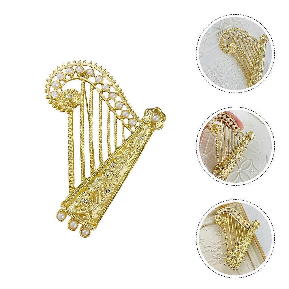 Harp Brooch Pin Creative Clothes Pin Metal Brooch Instrument Lapel Pin ...