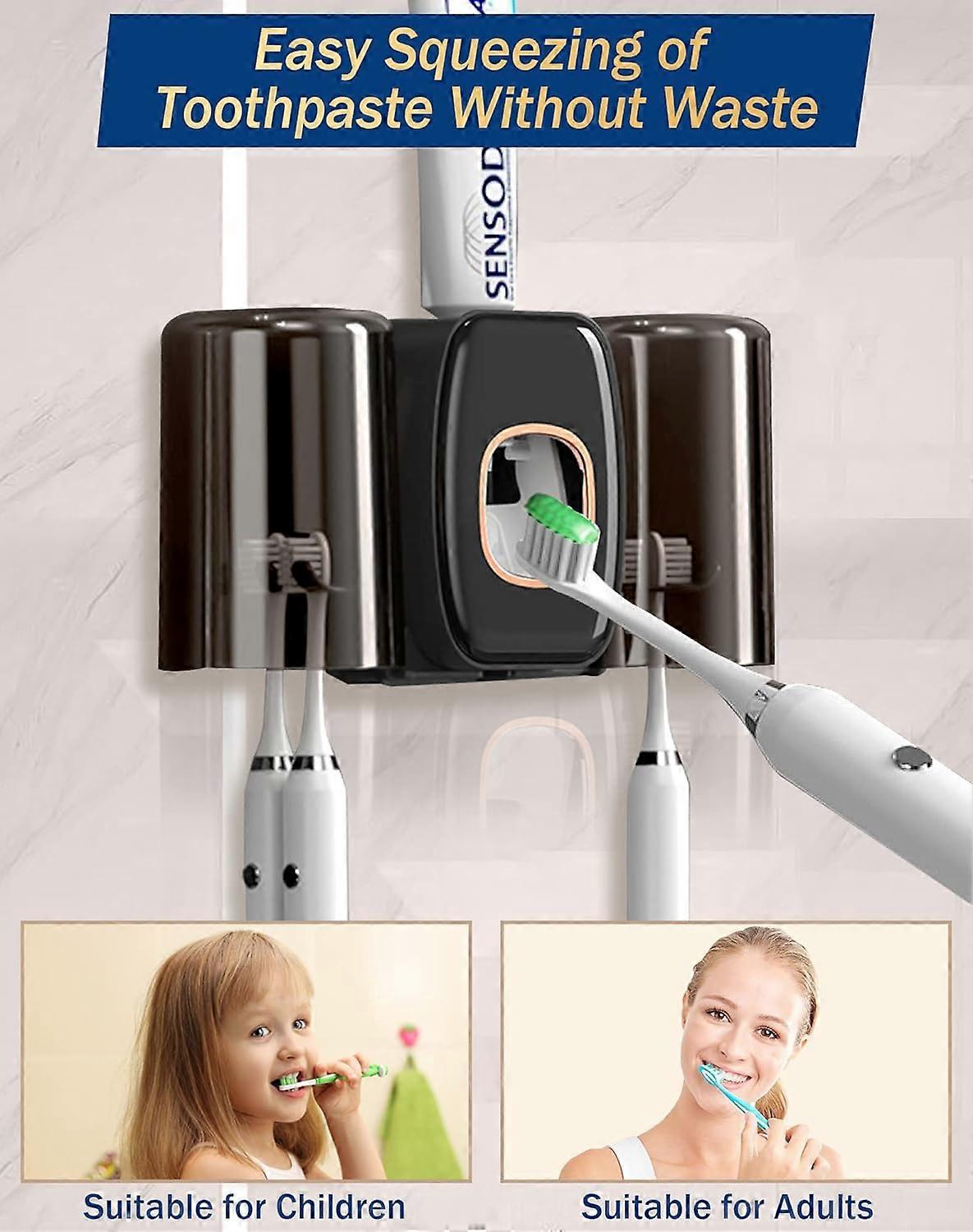 Toothpaste Dispenser Wall Mounted with Toothbrush Holder, Automatic ...