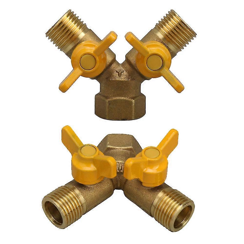 2 Way Gas Pipe Connector Splitter Solid Brass Y Piece Joiner Connector ...
