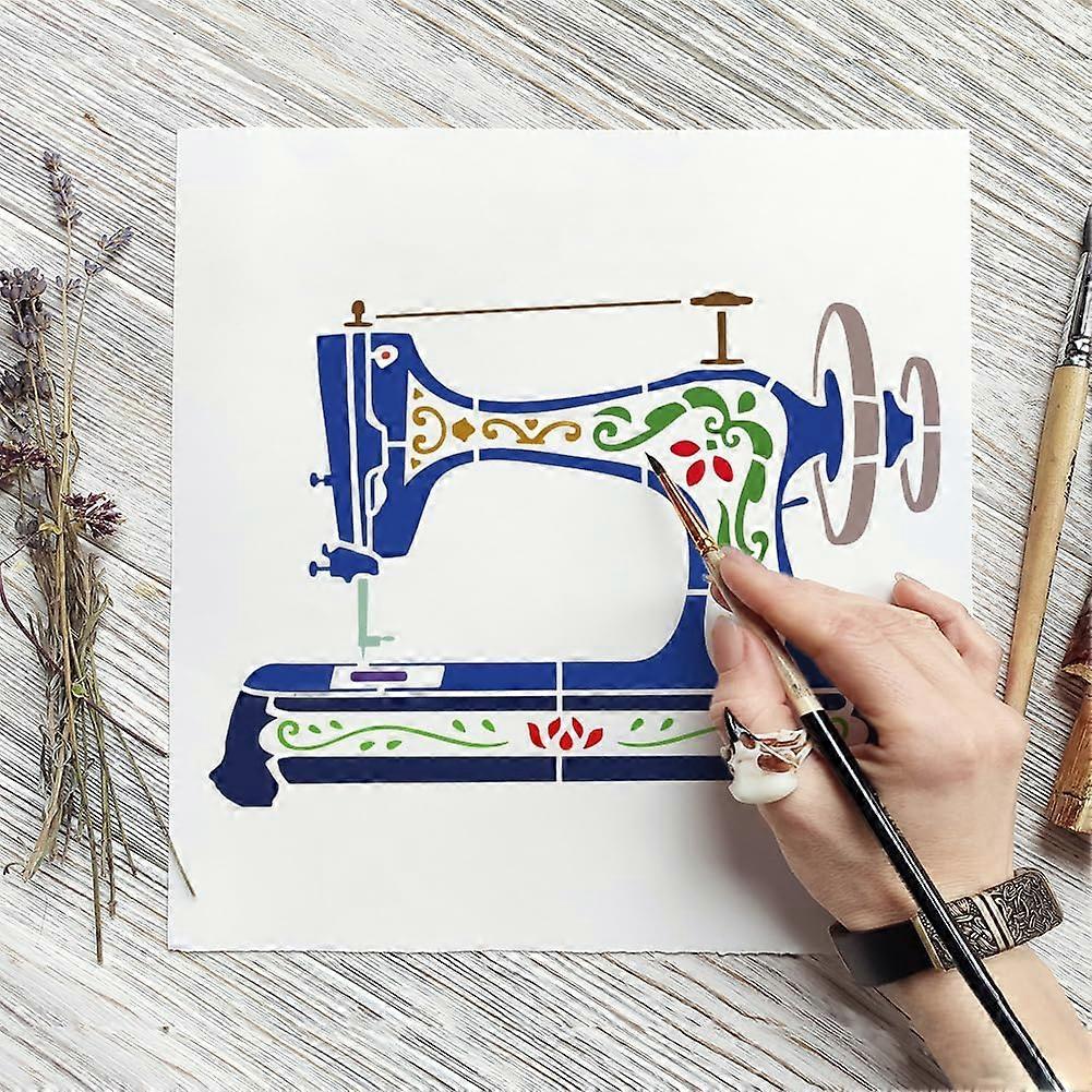 Vintage Sewing Machine Drawing Stencil 11.7x8.3inch Reusable Tailoring ...