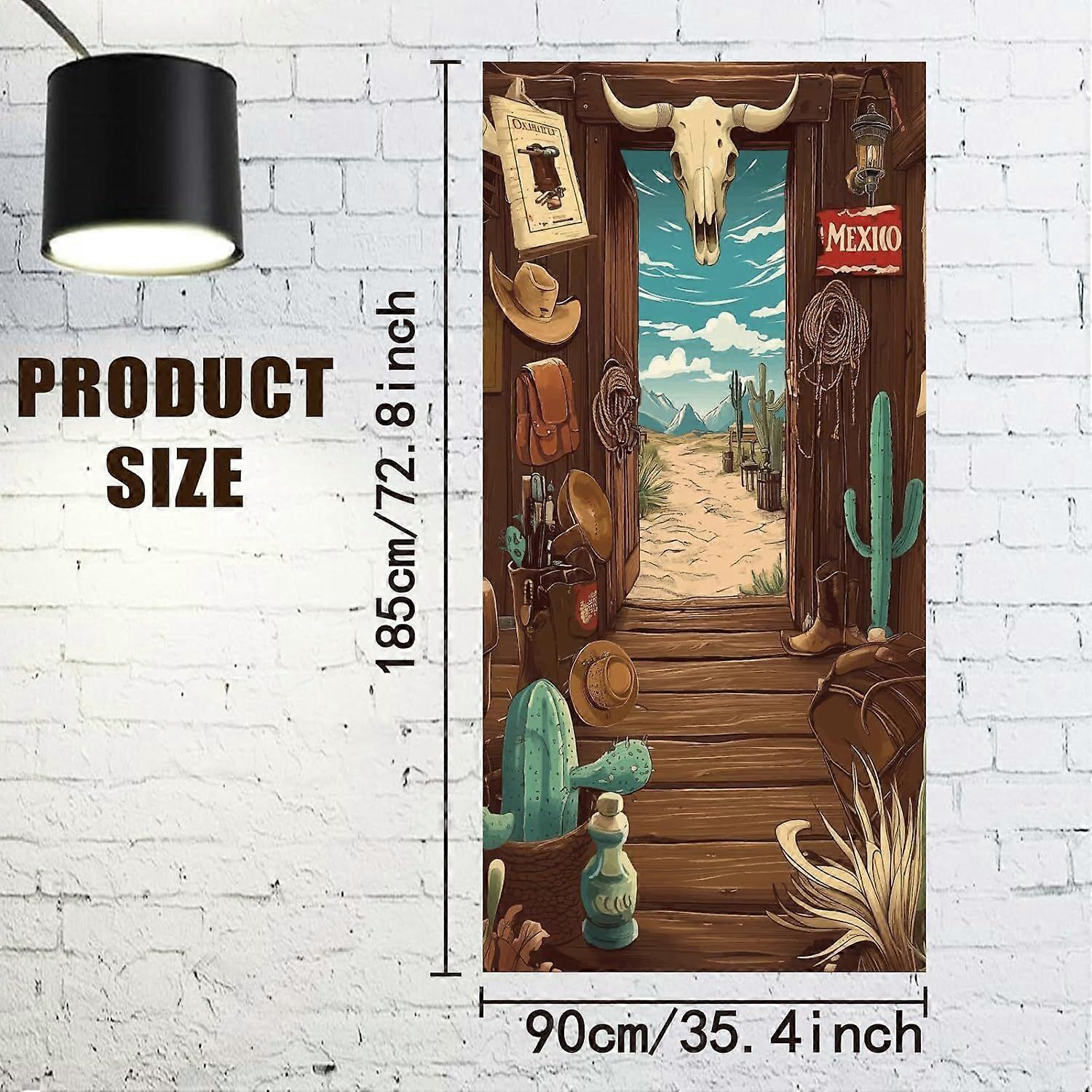 1 Pc Western Cowboy Door Banner Wooden Cabin Cow Skull Cowboy Gear ...