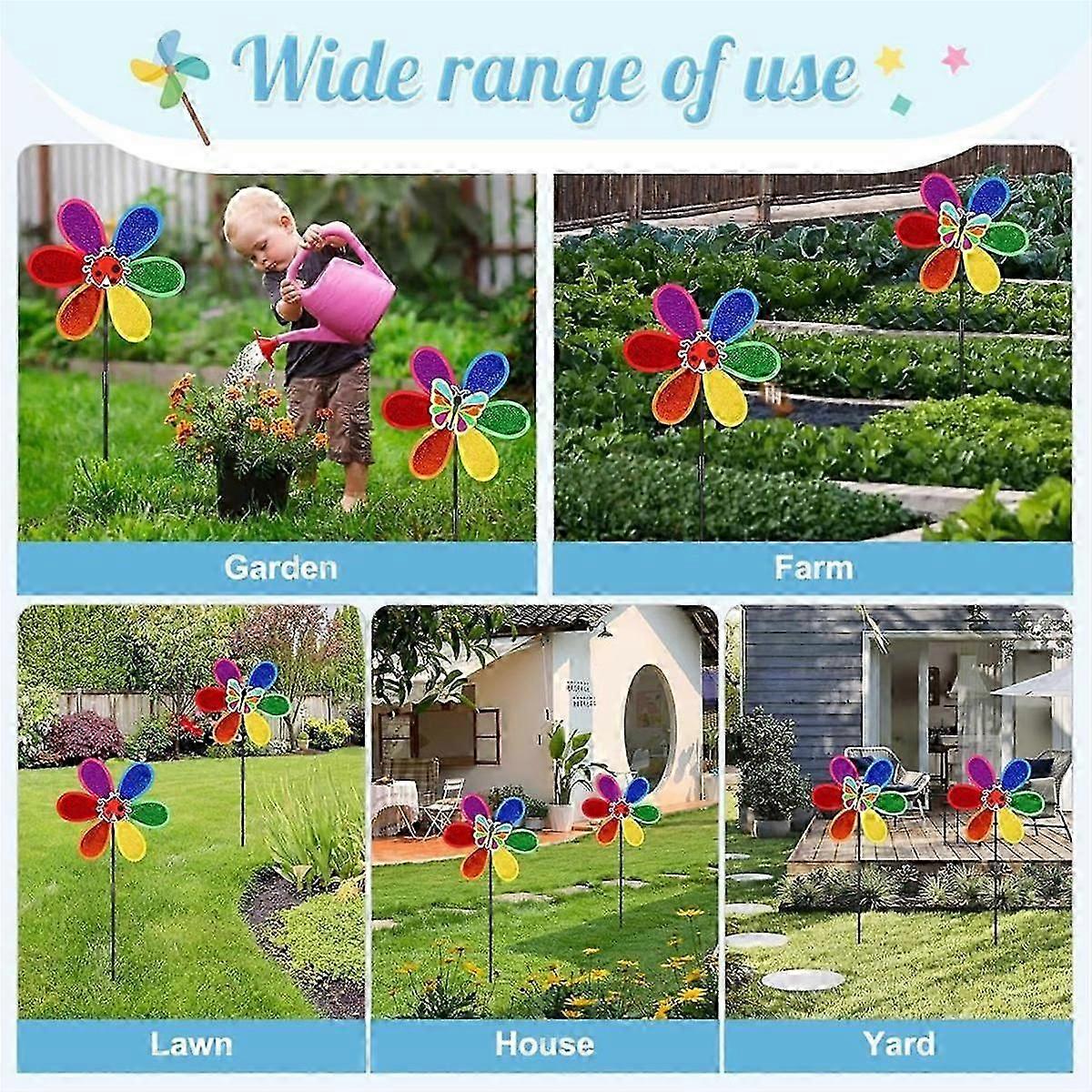 4pcs Pinwheels For En, Flower Rainbow En , Lawn Pinwheels En Mi-Yogu ...