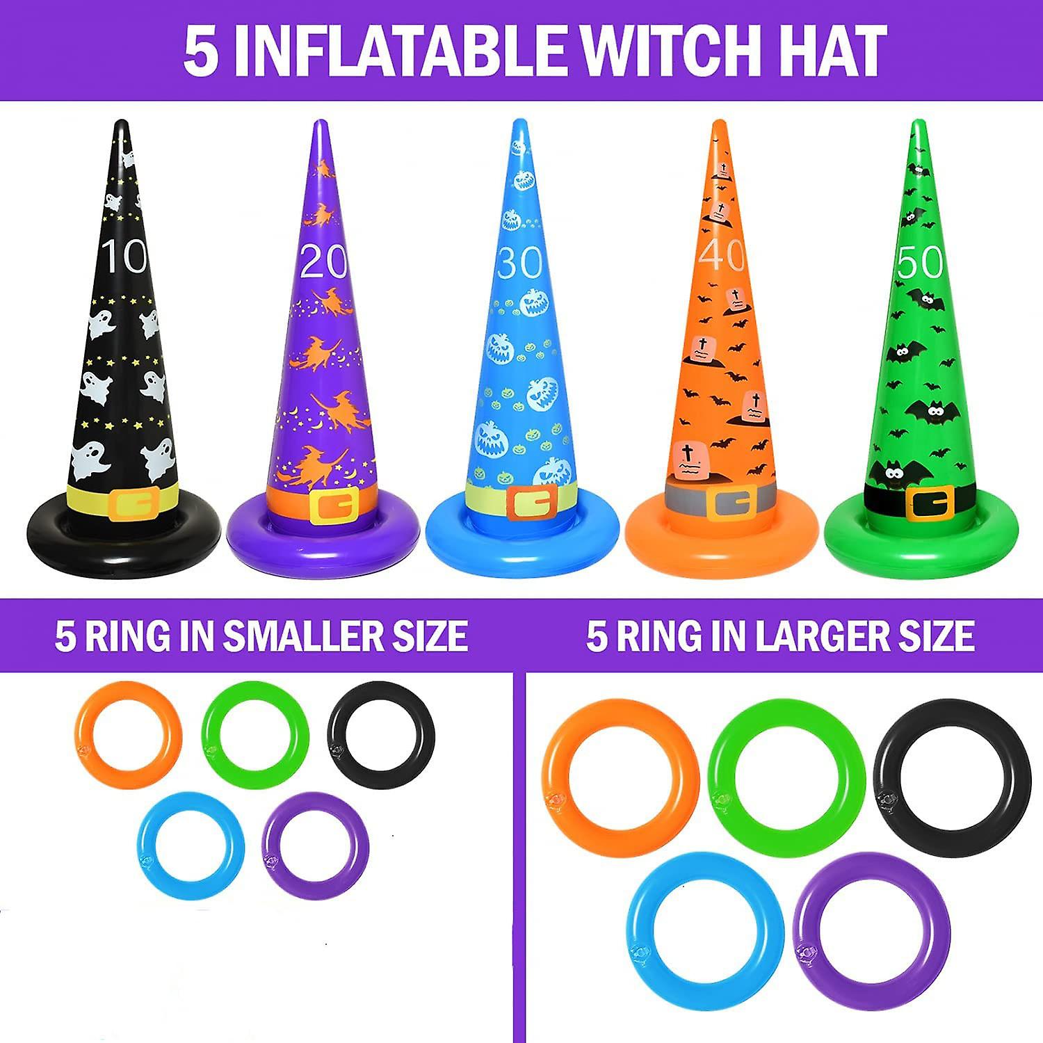 Inflatable Witch Hat Ring Toss Game With 10 Plastic Ring Super Fun ...