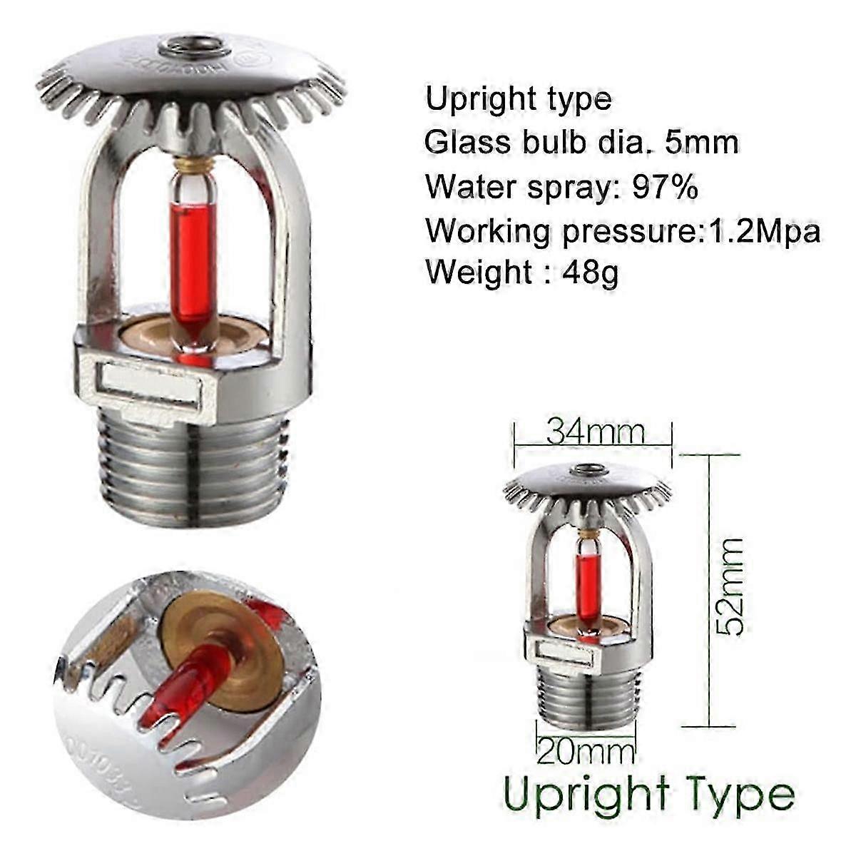 5-Pack 68°C Quick Response Upright Fire Sprinklers, 1/2" NPT Threaded ...
