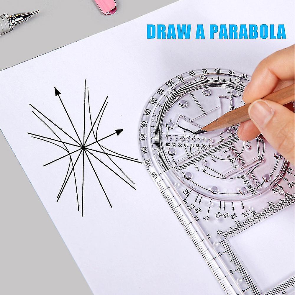 Multi Purpose Drawing Ruler Mathematics Geometric Drafting Measuring ...