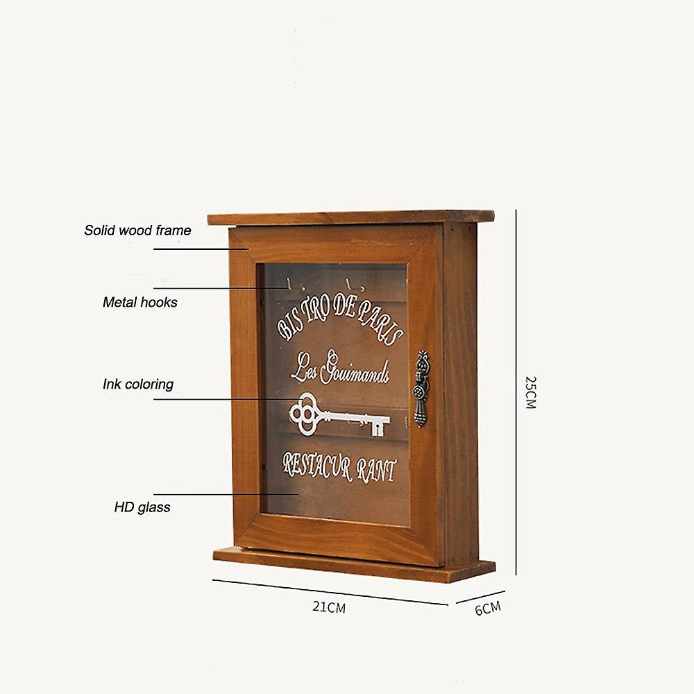 Wooden Key Box, Retro Wall Mounted Key Cabinet with Magnetic Door ...