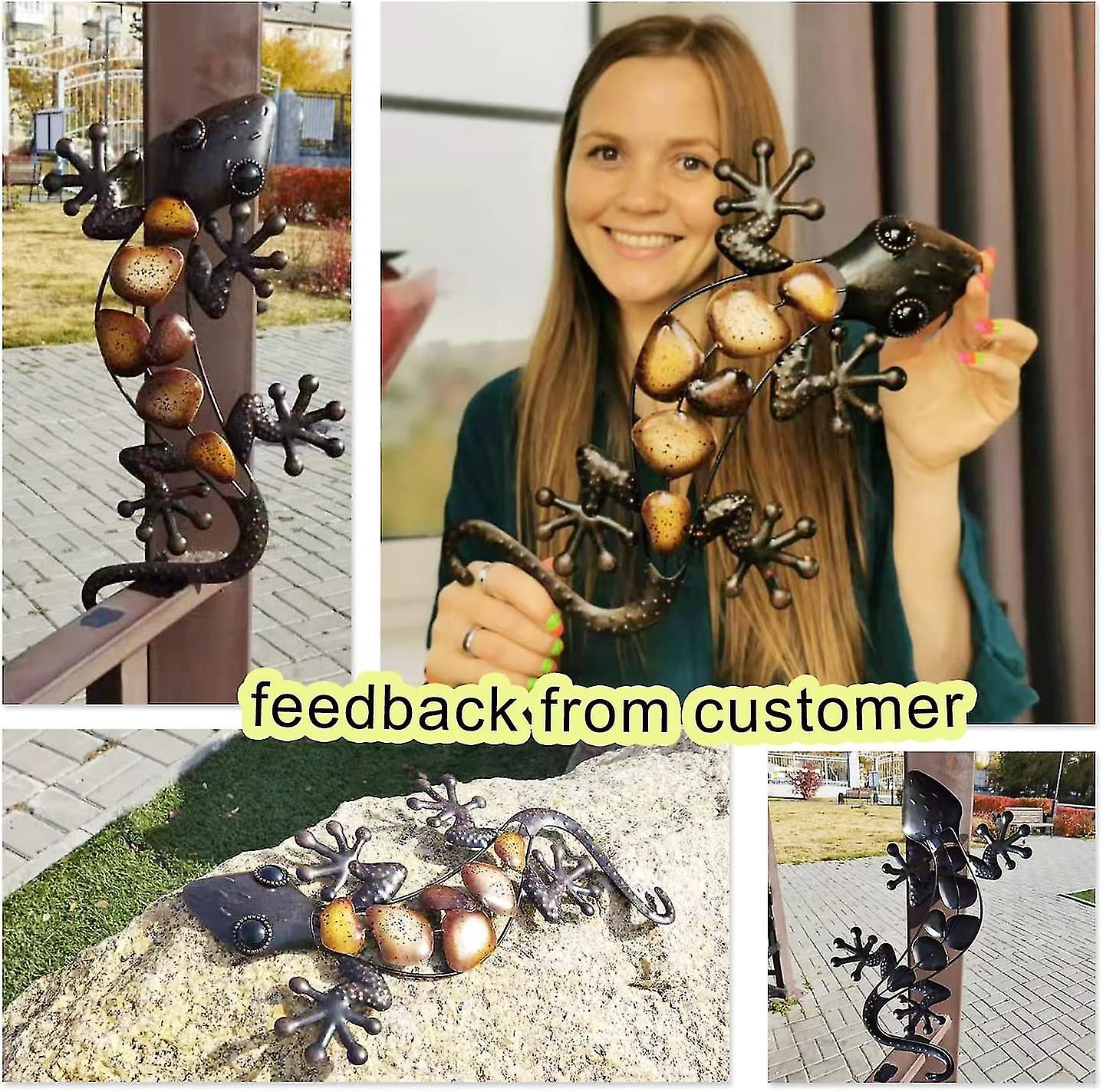 Metal Gecko Outdoor Wall Decor Lizard Garden Art Hanging Sculpture ...