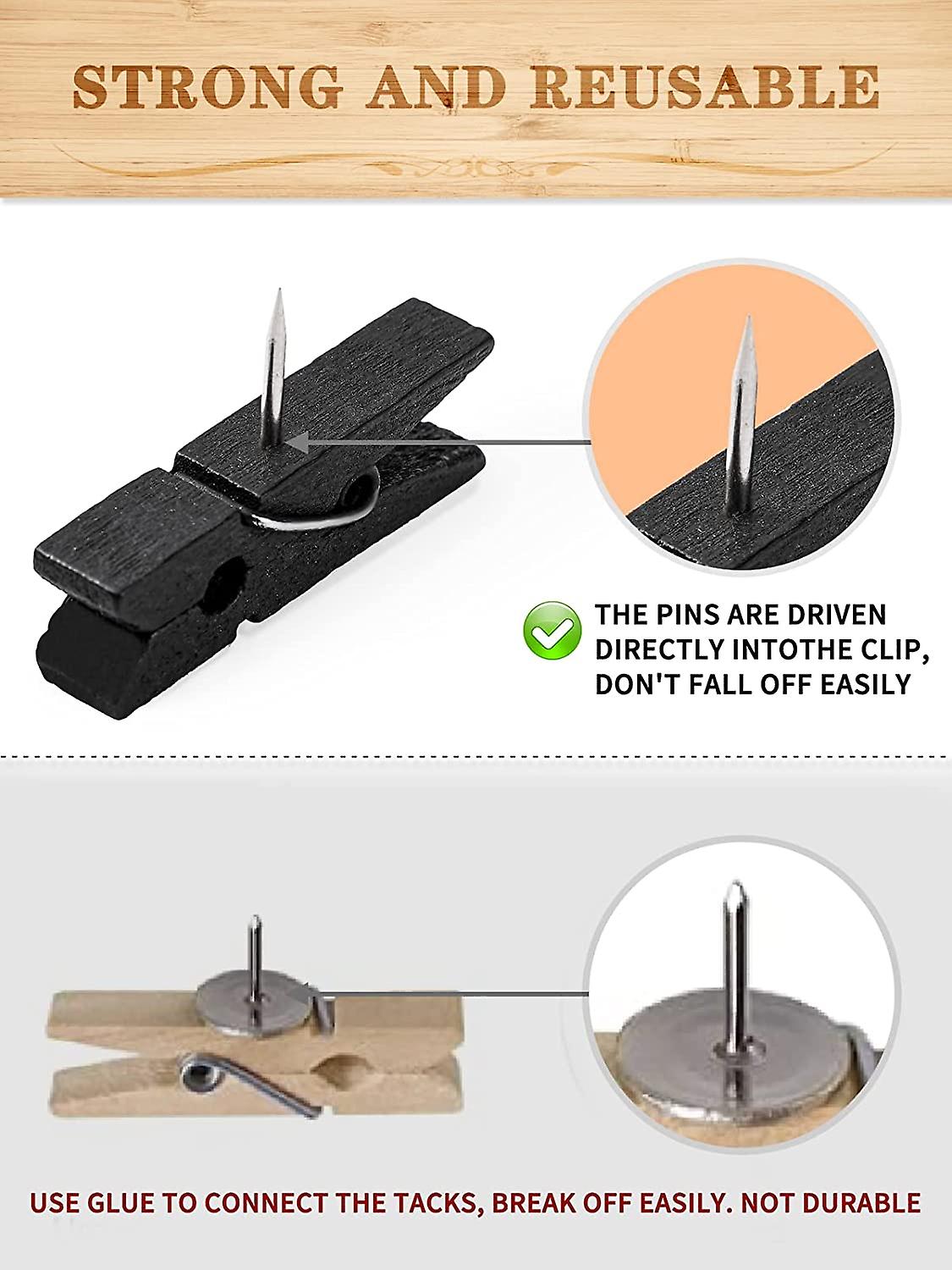 50 Black Wooden Push Pin Holders For Bulletin Boards, Artwork Annotated ...