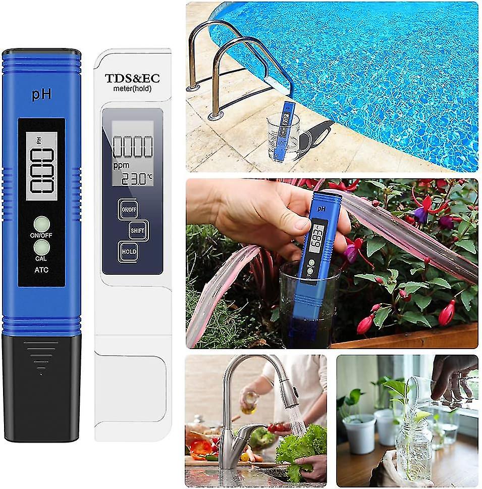Ph Meter, Ph Tester Swimming Pool 4 In 1 Ph Meter Electronic Tds Meter ...