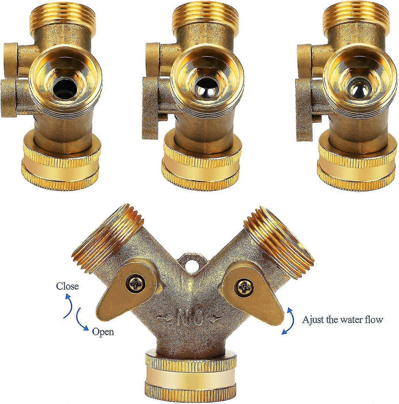 Pcs 2 Way Y Splitter For Double Washing Machine Faucet Supply Hose, 3/4 ...