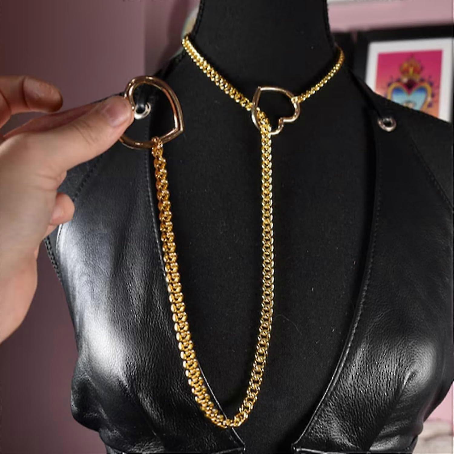 Heart O ring Slip Chain Necklace for Women Stainless Steel Cuban Chain ...