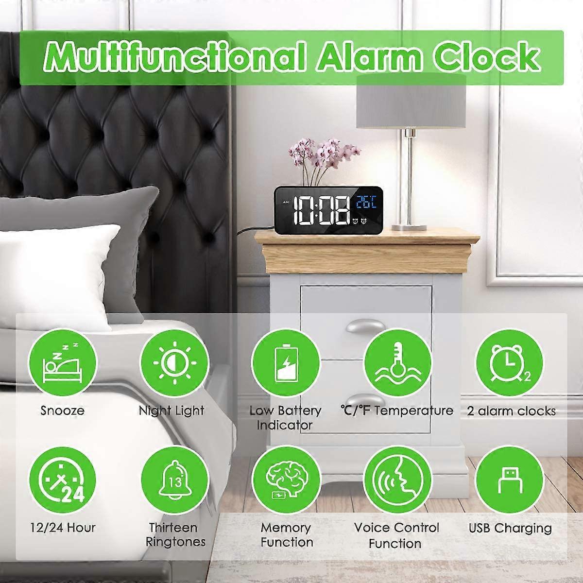 Alarm Clock Mains Powered, Digital Clock Battery Powered with ...
