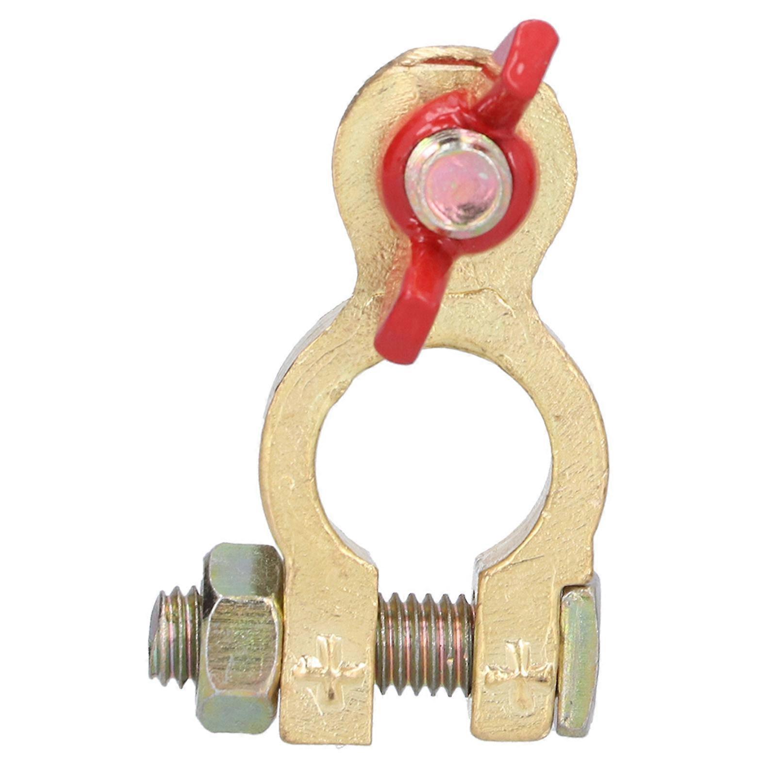 2pcs Universal Battery Terminal Clamps Pure Copper Positive Negative ...