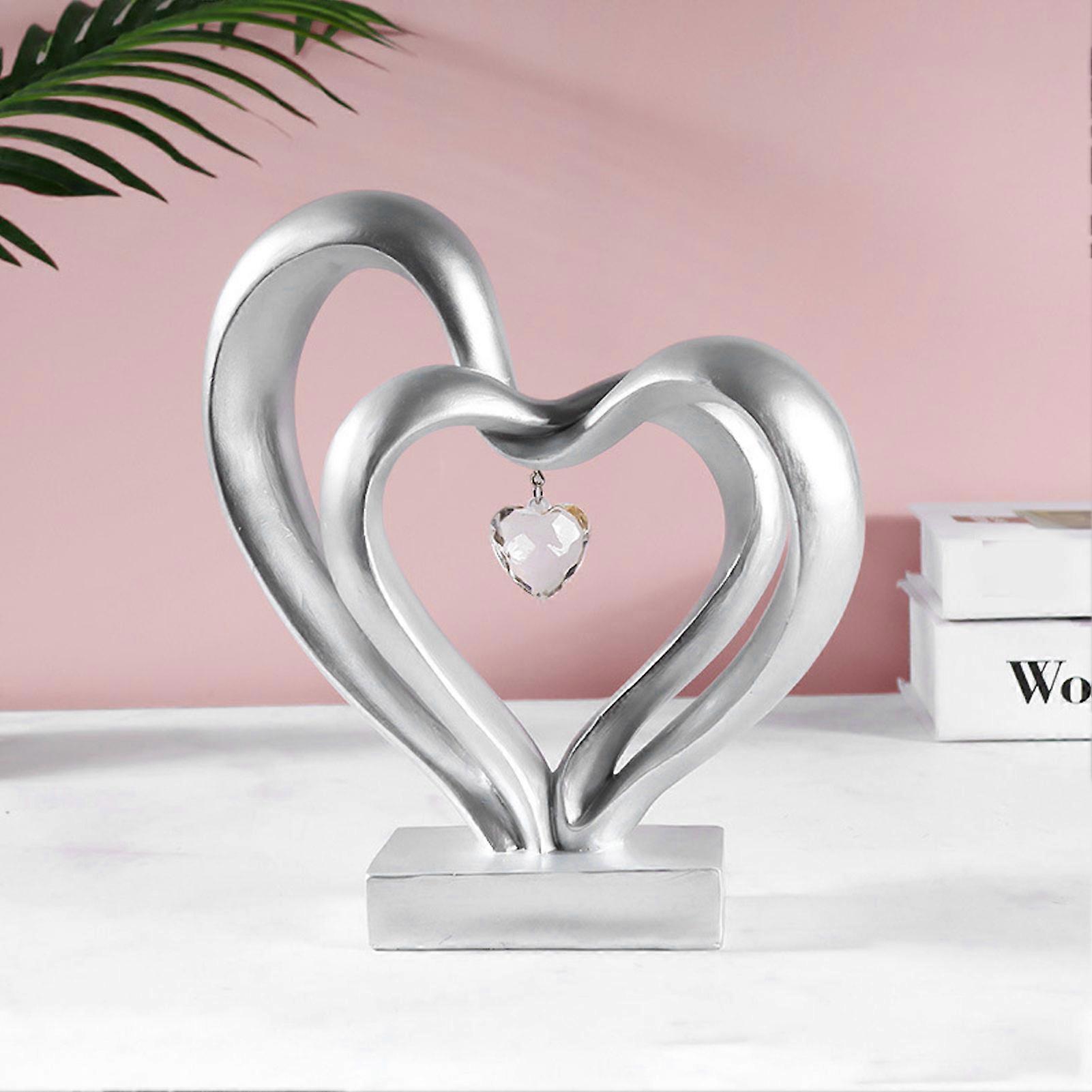 Double Heart Sculpture Resin Romantic Heart Statues Love Sculpture for ...