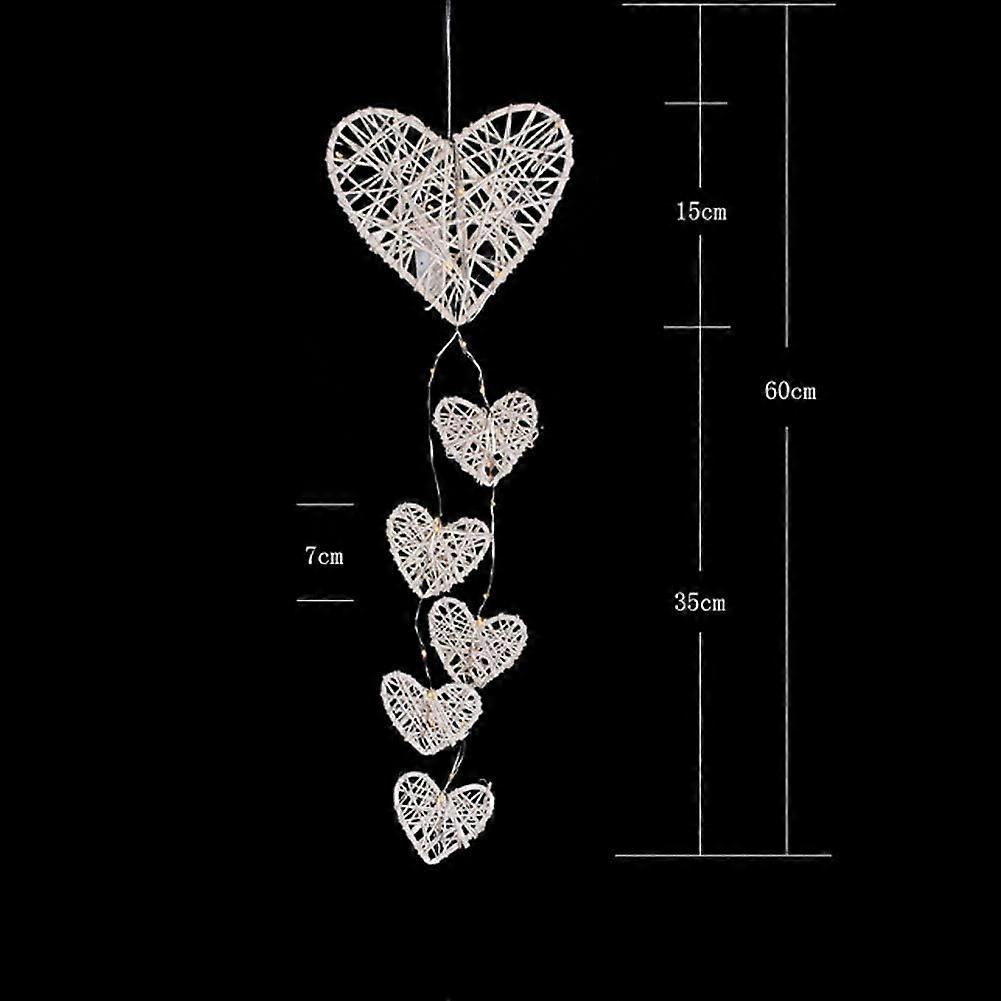 Wall Hanging Wicker Hearts Led String Lights Battery Operated Rattan ...