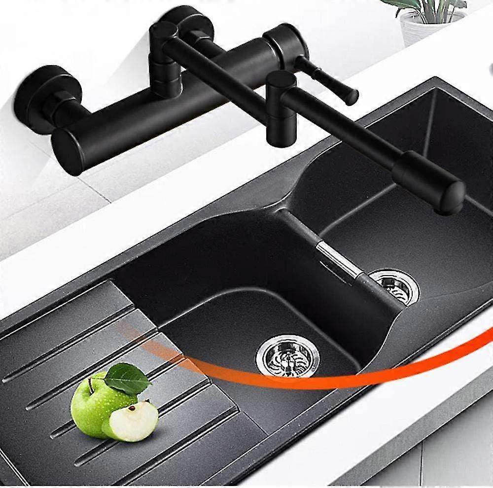 wall-mounted kitchen faucet, folding telescopic, black wall-mounted fa ...