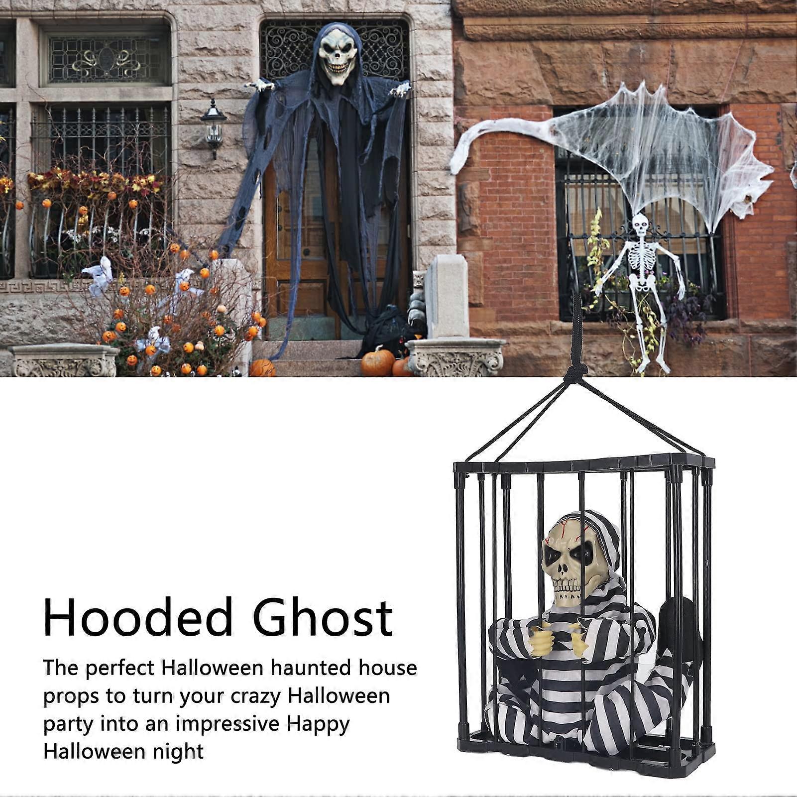 Skeleton Animated Halloween Decorations, Talking Skeleton Prisoner ...