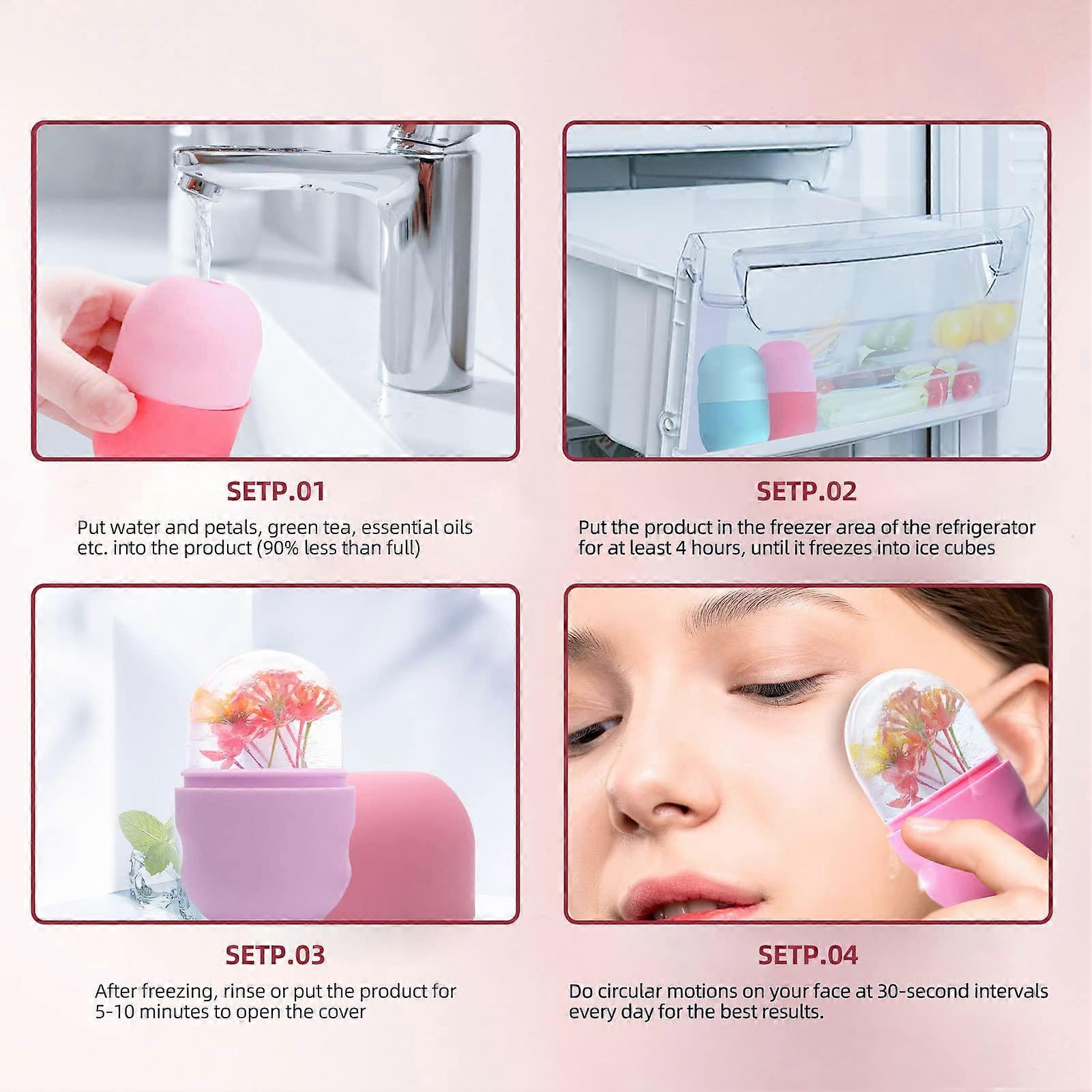 Ice Roller Face, Ice Roller Face Silicone Reusable Contour Beauty Cube for Facial Massage ...