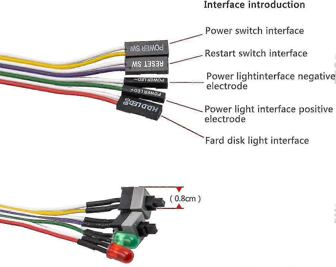 2 Pack Computer Case Atx Power On Off Reset Switch Cable With 2 X Led ...