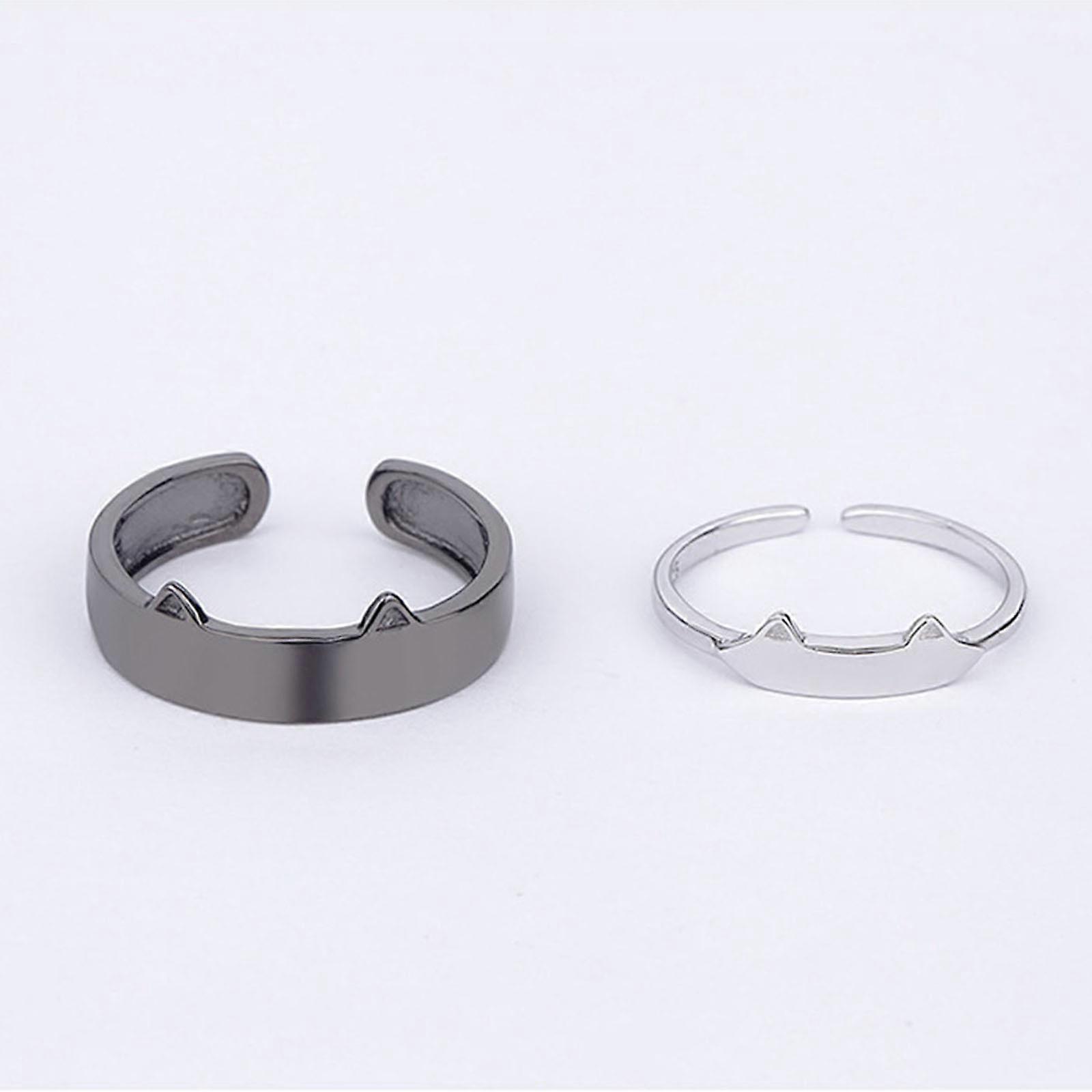 2 Pcs Copper Couple Rings Student Cute Jewelry Open Rings for Birthday ...