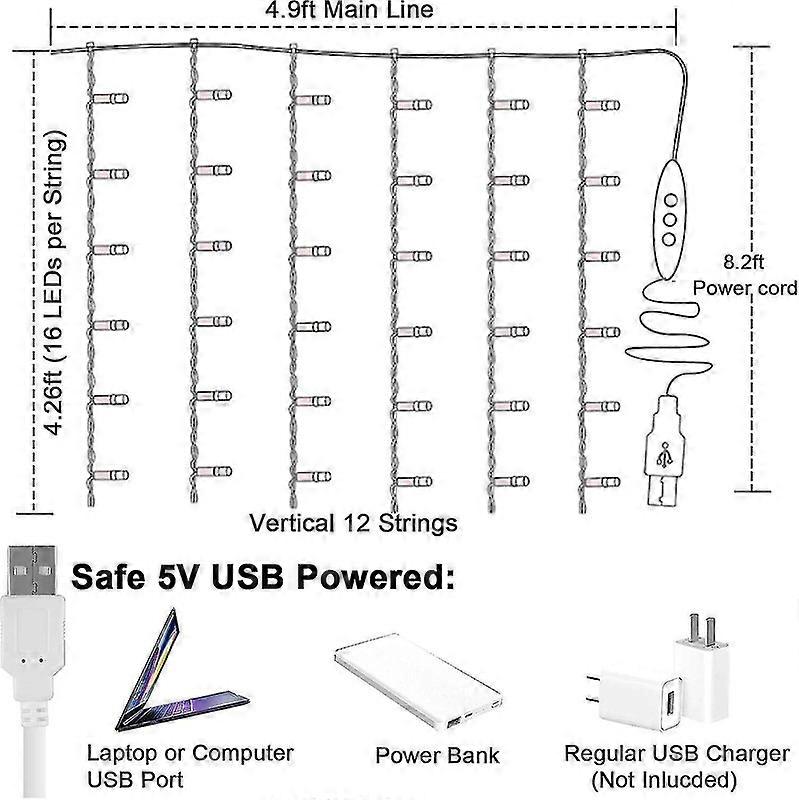 Pink Purple & Blue Ombre Led Curtain Lights With Remote Boris | Fruugo UK