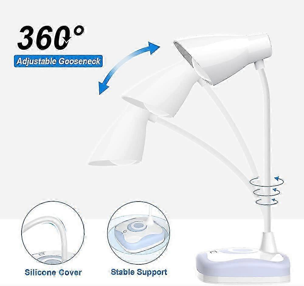 LED Desk Lamp, USB Rechargeable Table Lamp Touch Energy-Saving Portable ...
