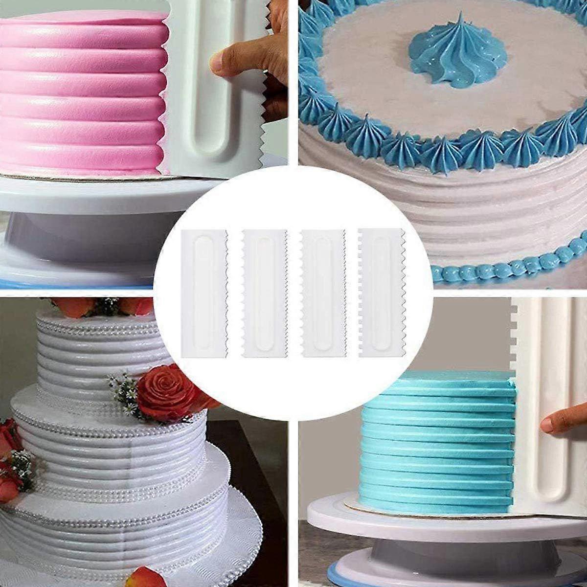Decorative Comb and Icing Smoother Tool Scraper set of 4, Plastic ...