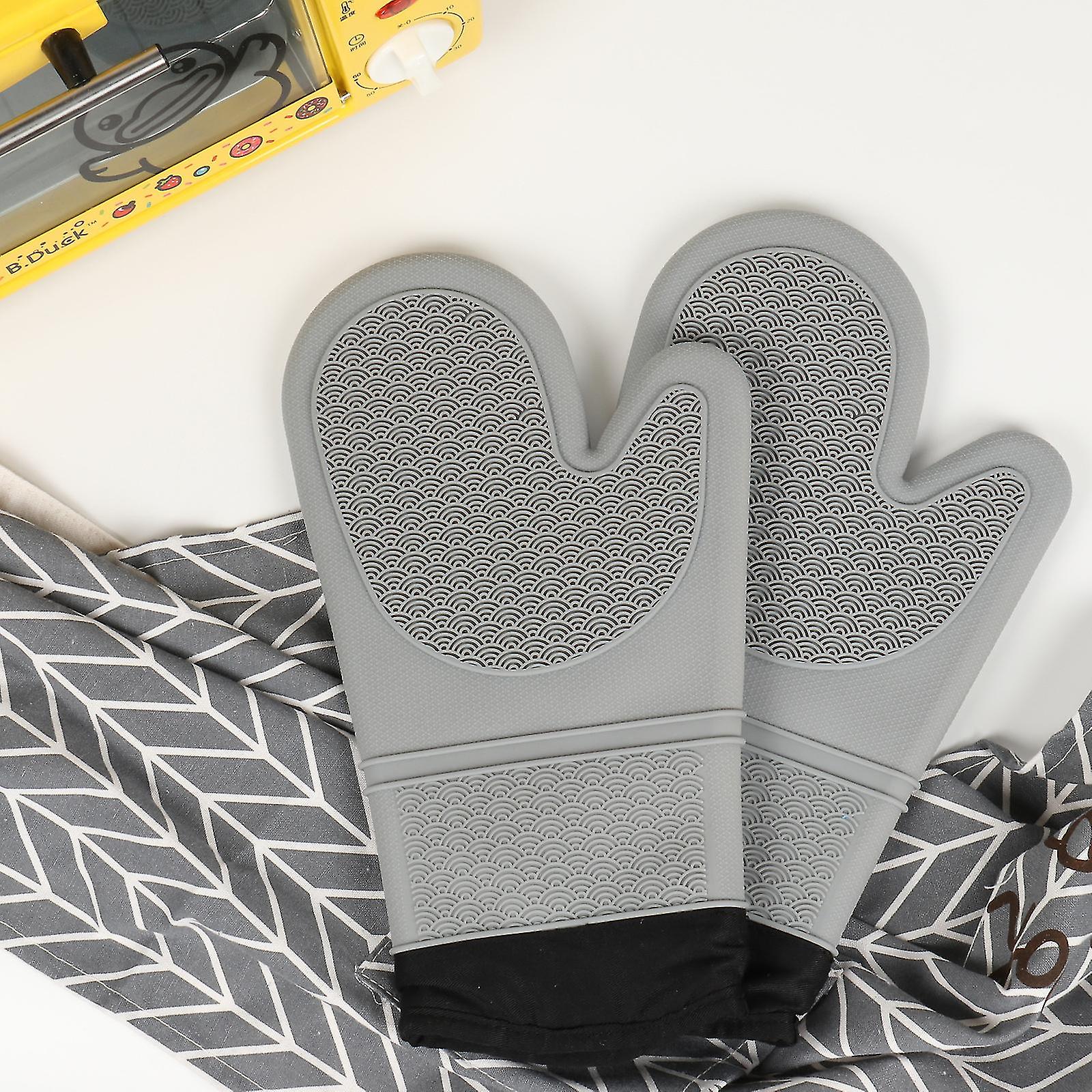 Oven Gloves - 1 Pair - Heat Resistant, Heavy Duty, Mitt Set With ...
