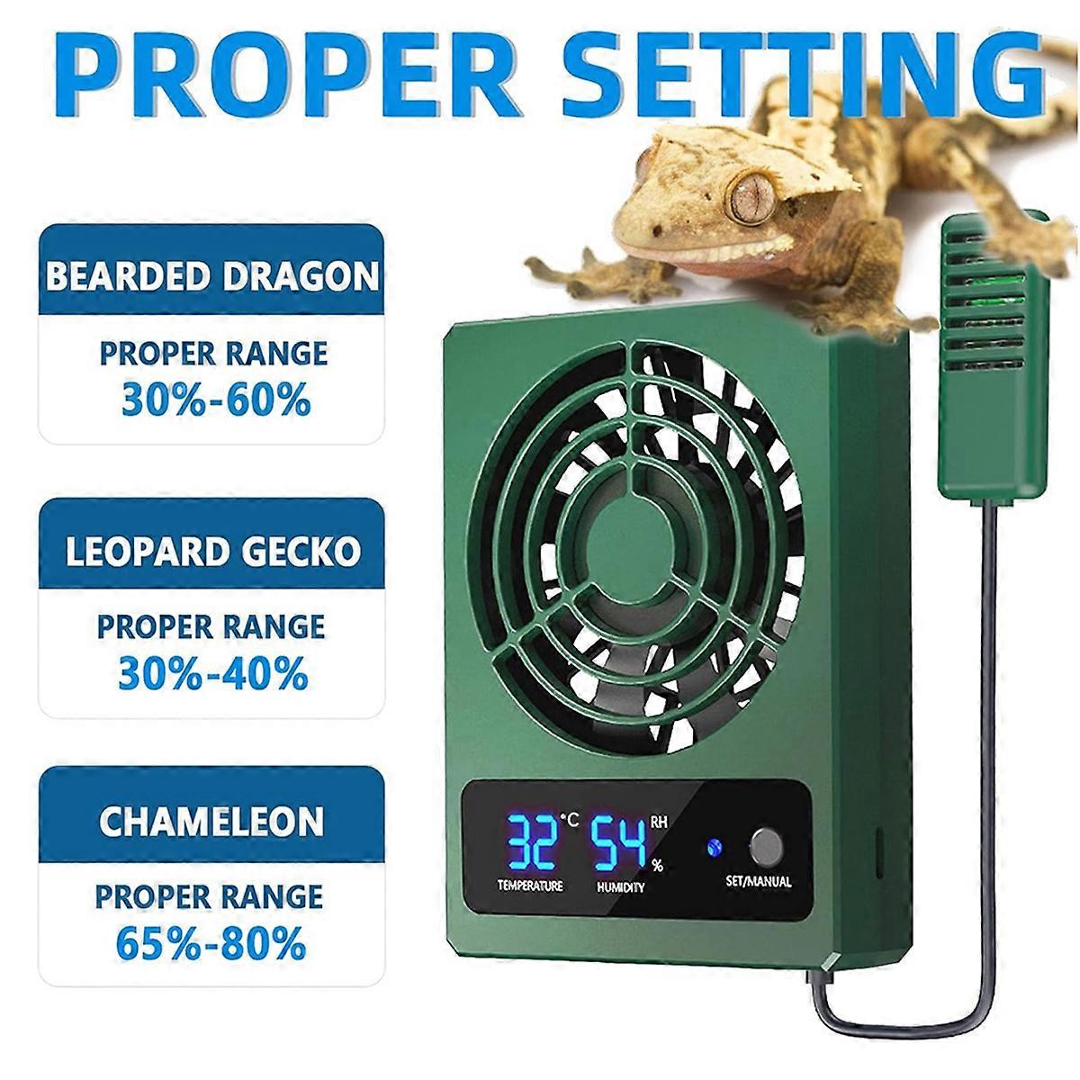 Reptile Ventilation Fan with Humidity Sensor and High-Temp Alarm, Fan ...
