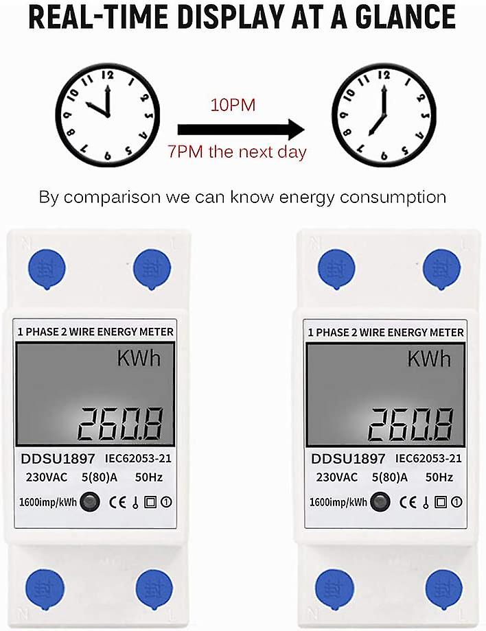 Single Phase Electricity Meter, 80a 220v Digital Electric Power Meter ...
