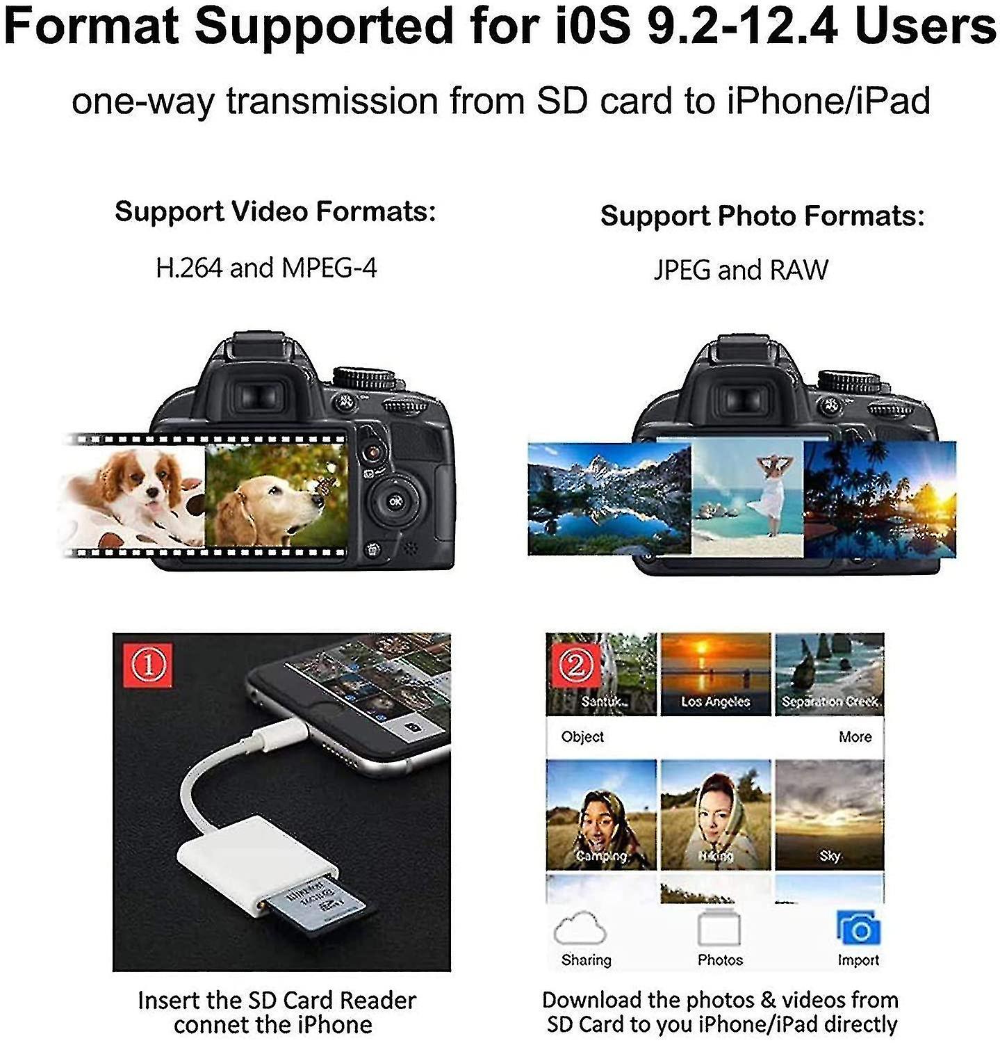 Apple Lightning To Sd Card Camera Reader Adapter Compatible With Iphone ...