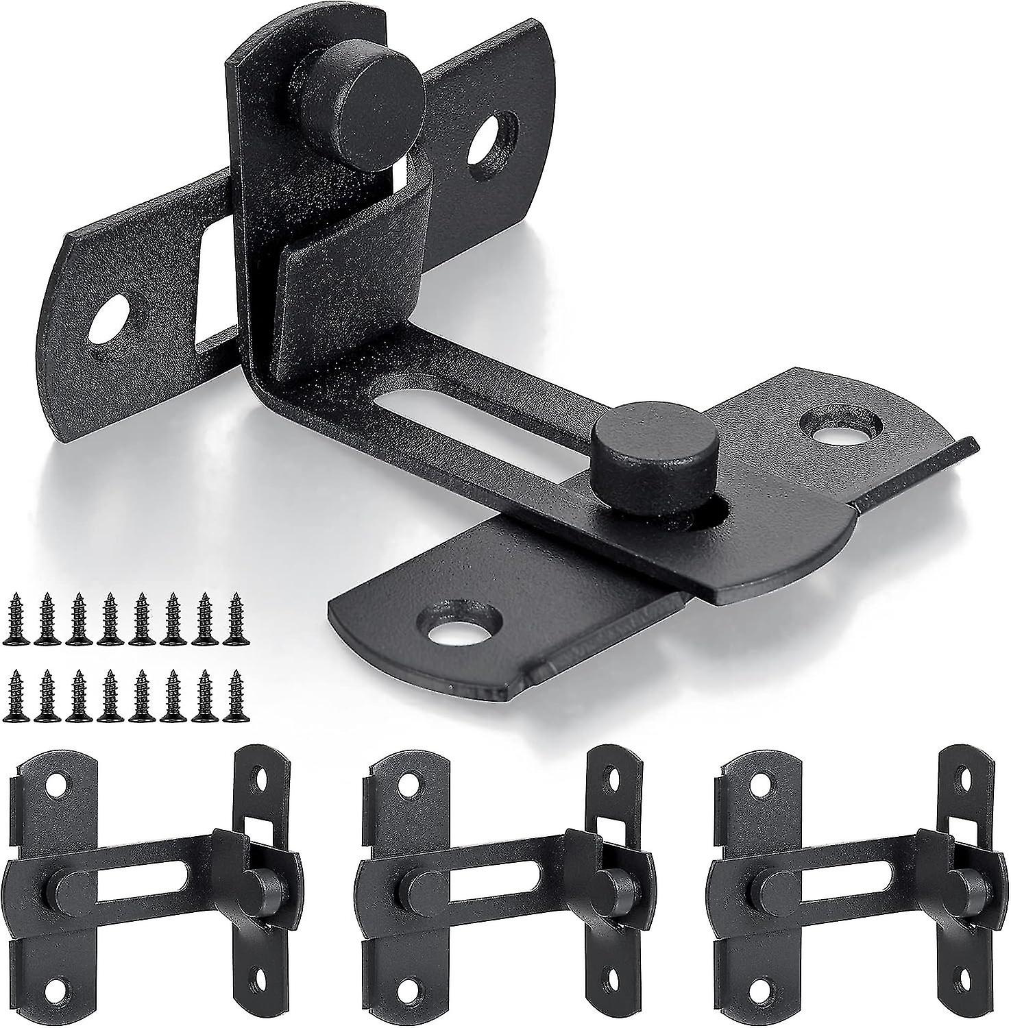 4 Packs 90 Degree Flip Barn Door Lock, Matte Black Stainless Steel Barn ...