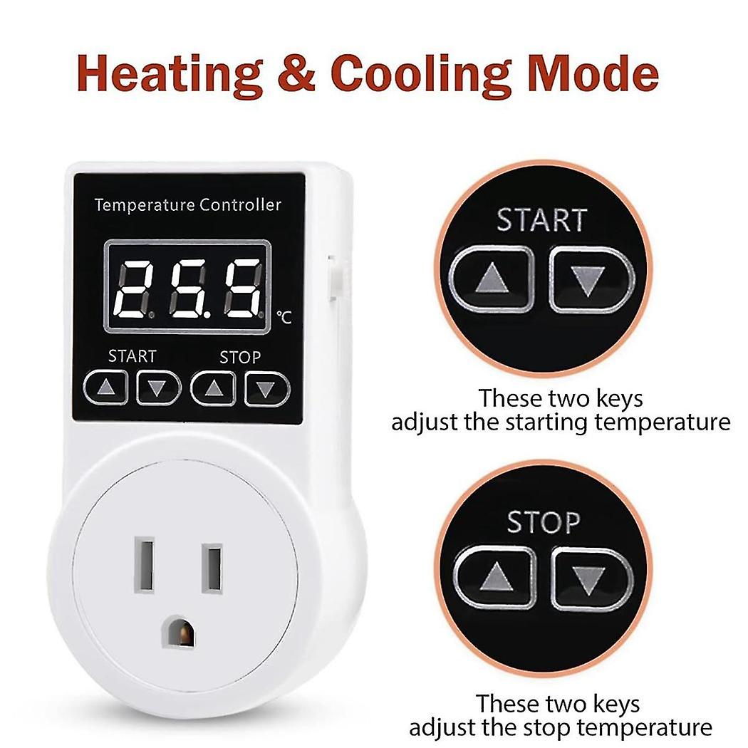 Digital Thermostat Plug Socket, LCD Screen Temperature Controller with ...