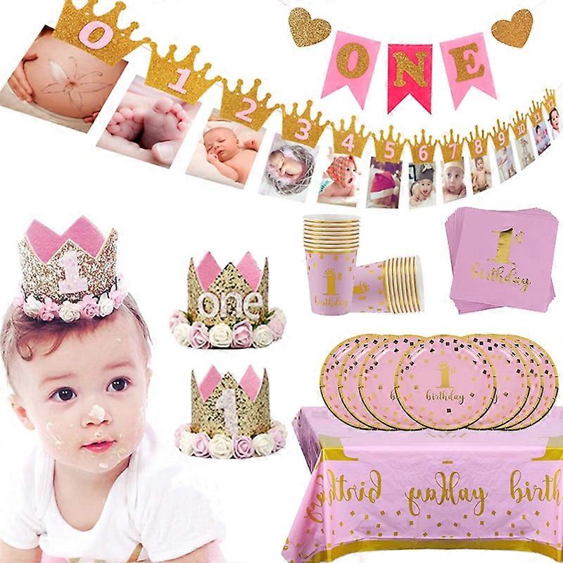 Kids 1st Birthday Party Decoration 1 Year Old Crown Baby Boy girl 1 ...