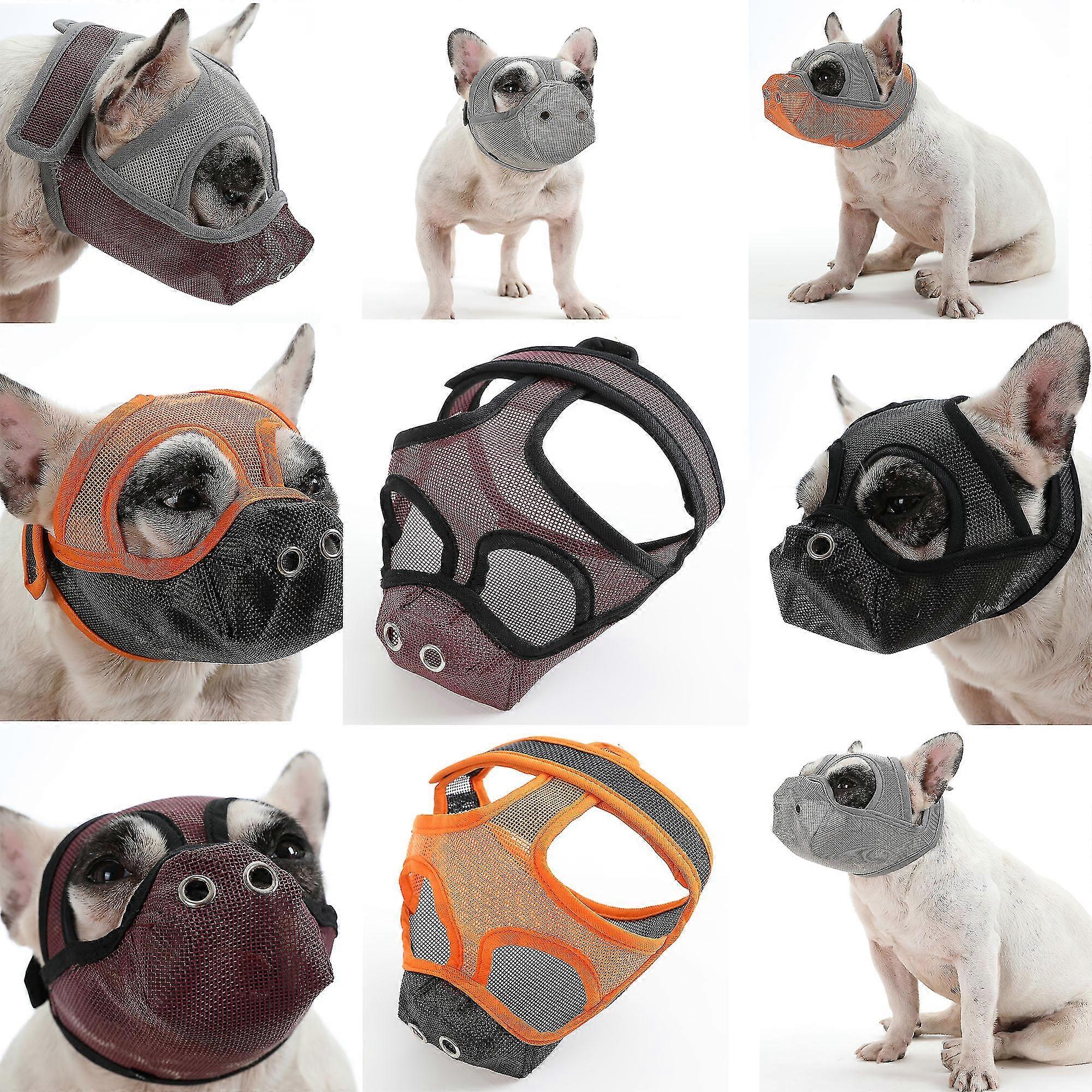Short Snout Dog Muzzles,bulldog Muzzle Adjustable Breathable Mesh Dog ...
