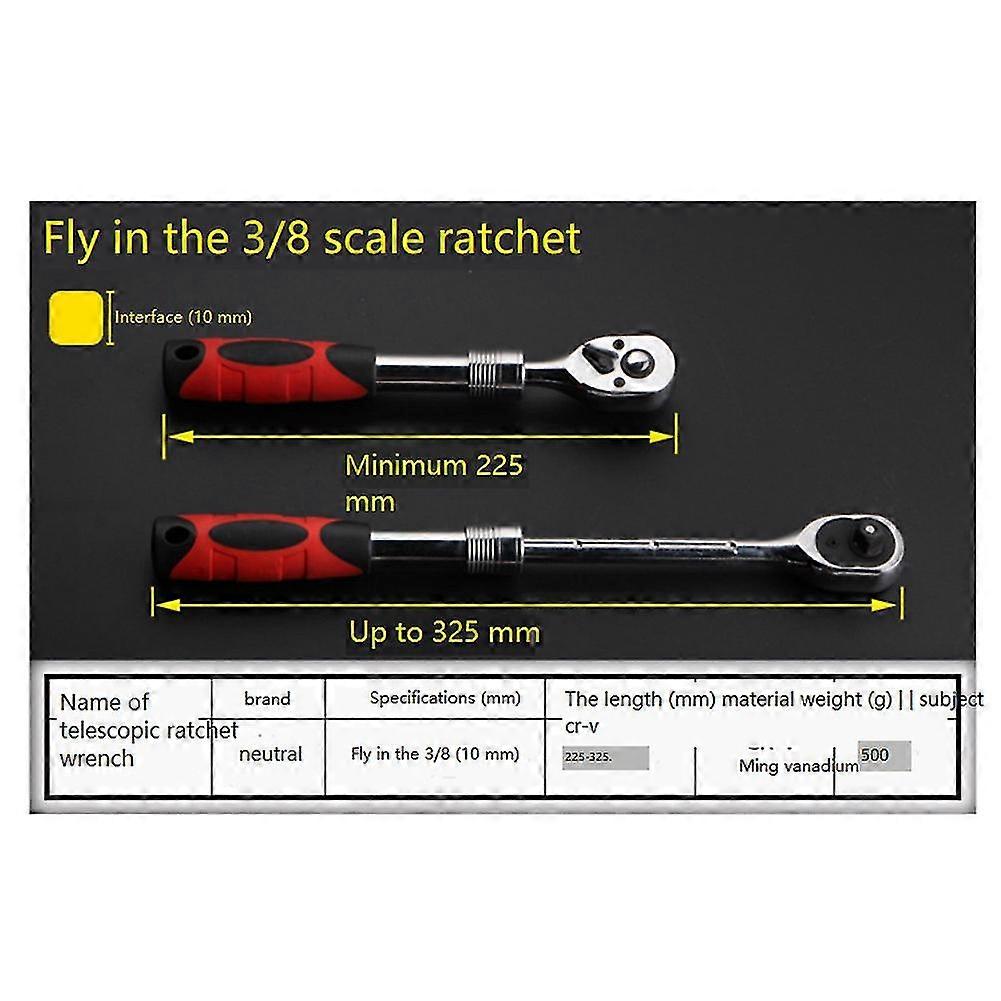 72-tooth Adjustable Socket Ratchet Wrench 1/2 Inch Extendable ...