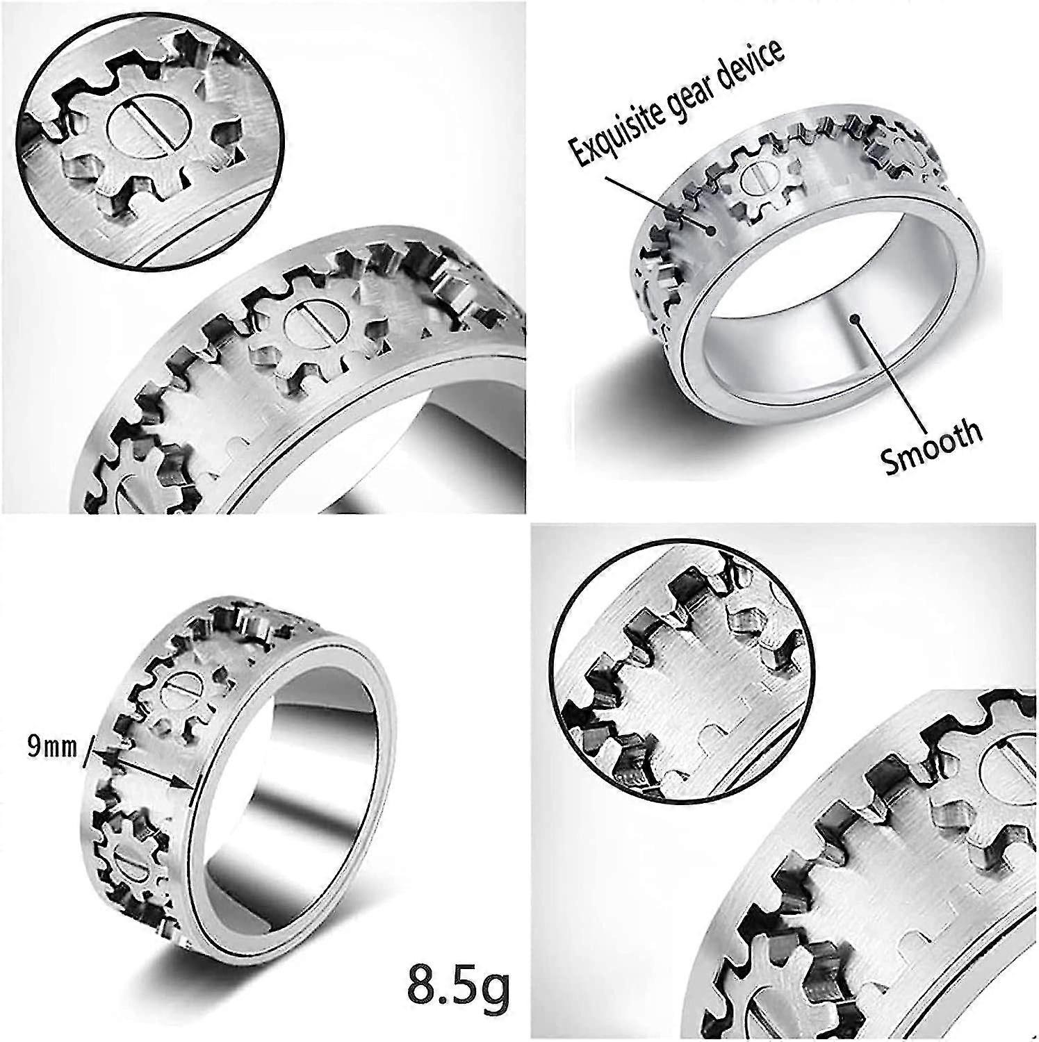 Rotating Gear Ring - Stainless Steel Machinery Wind Designer Decompression Ring Elevate Your ...